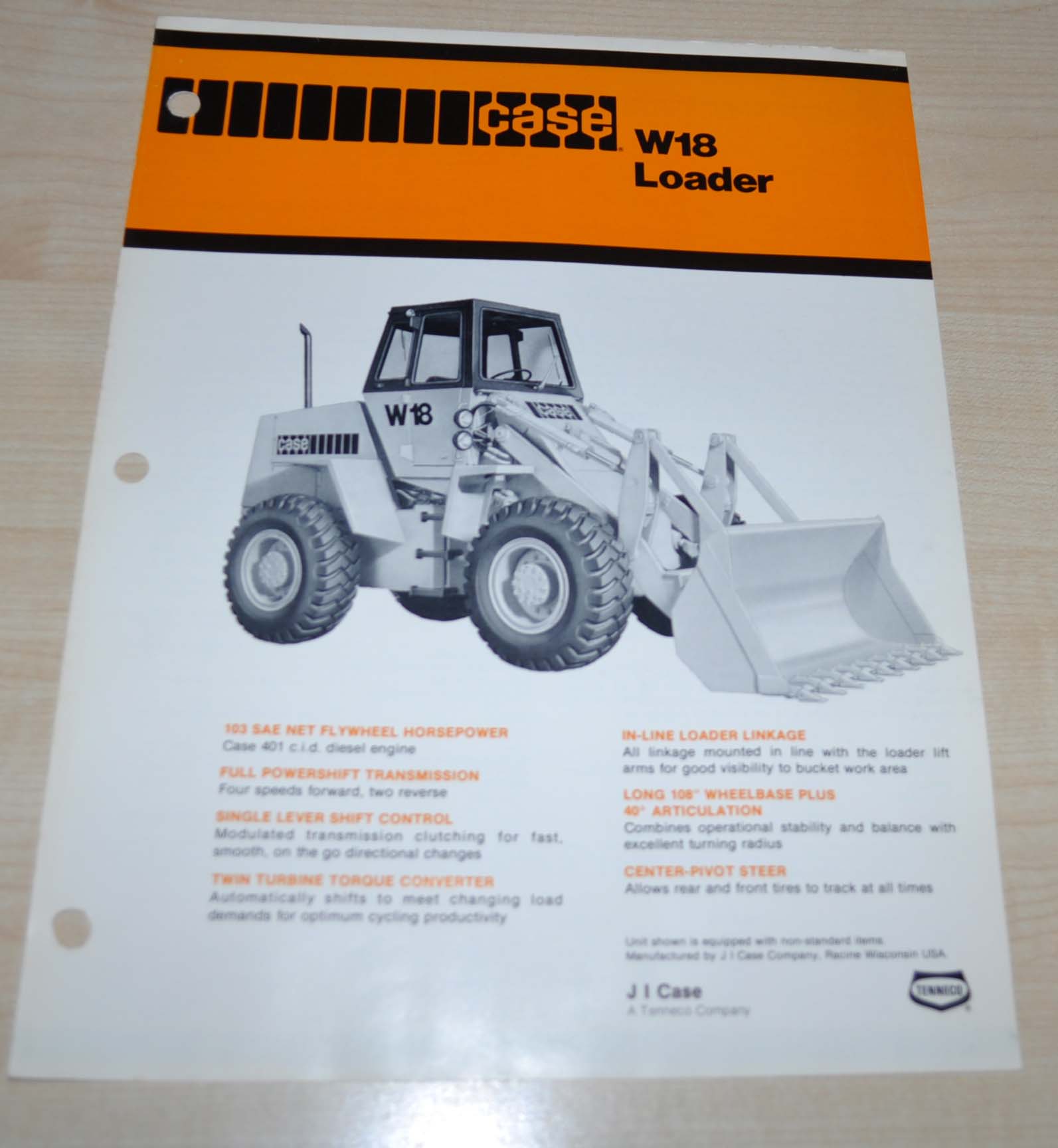Case W18 Loader Tractor Brochure Sales Prospekt – AUTO BROCHURE