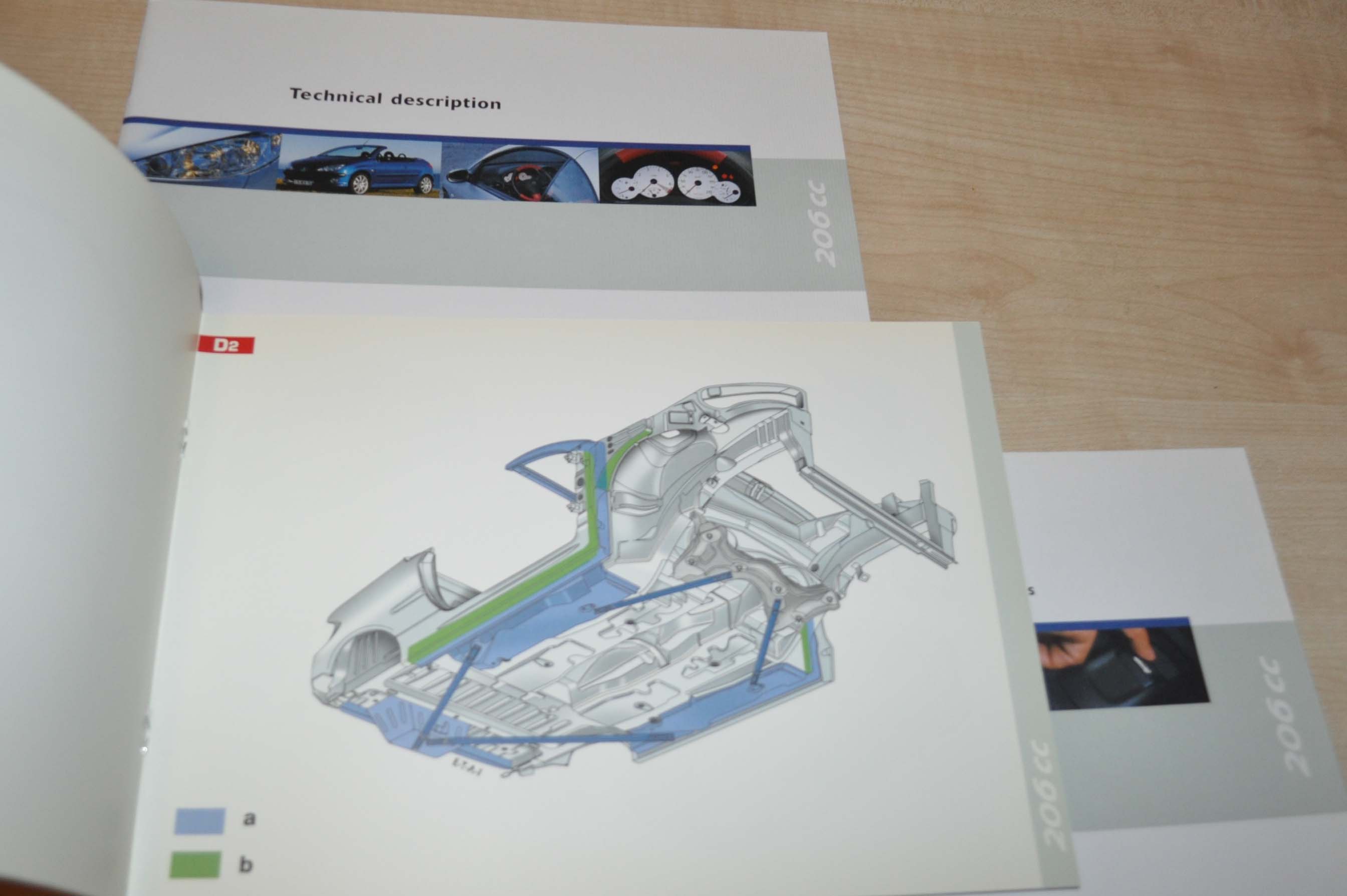 Peugeot 206 CC Lot Technical Drawings Brochure Prospekt Prospectus ...