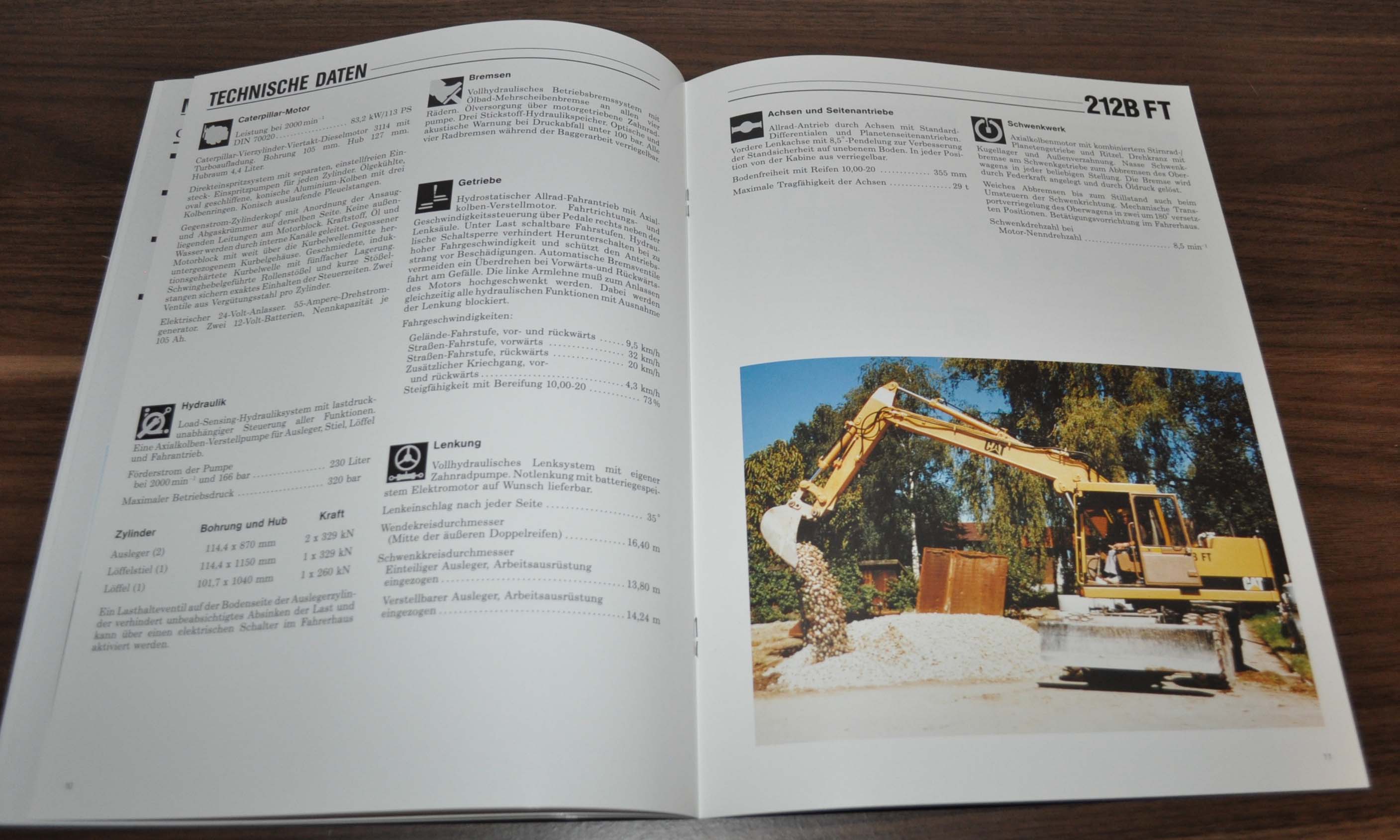 Caterpillar 212B FT Mobilbagger Wheel Excavator Specification Brochure ...
