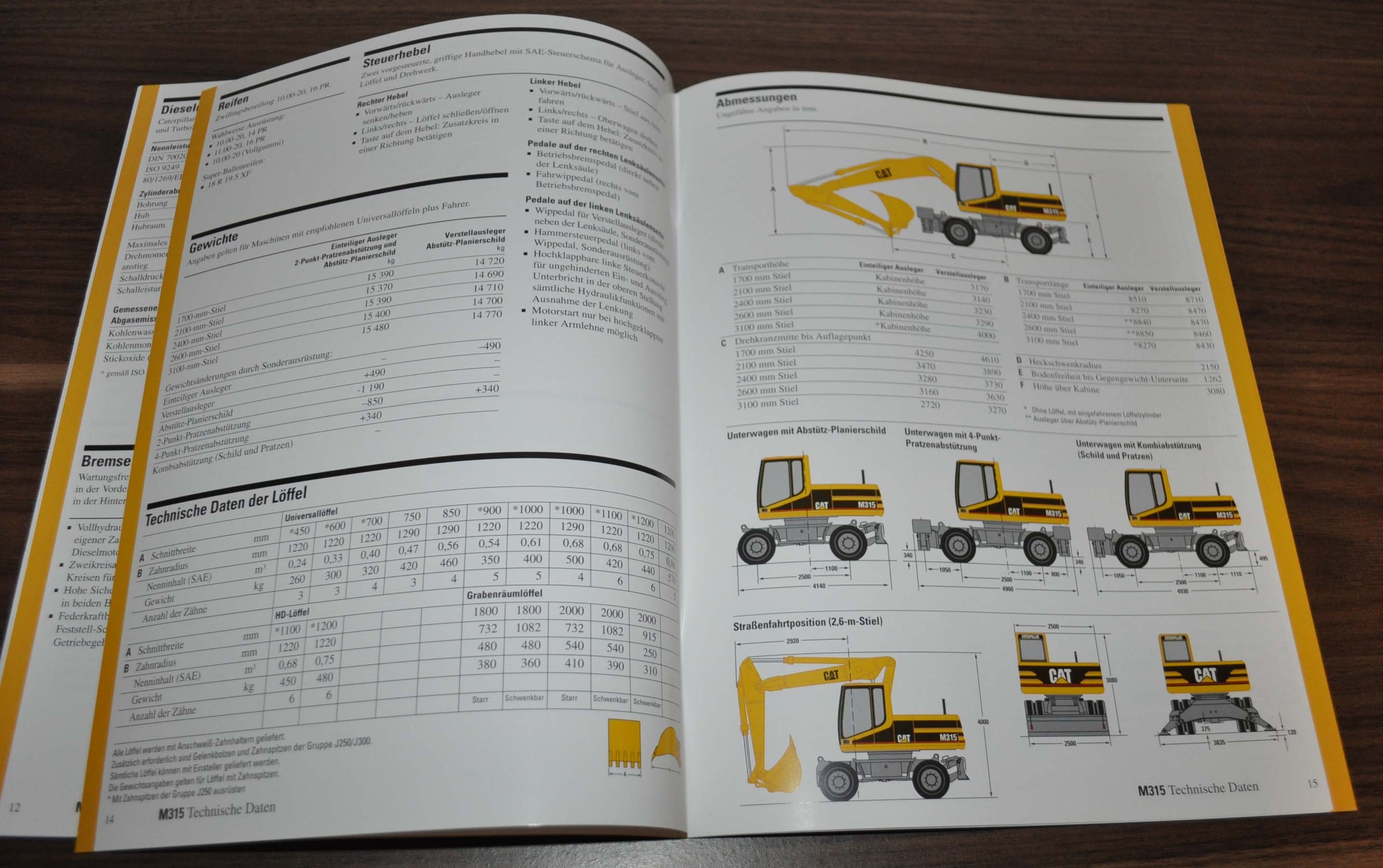 Caterpillar M315 Mobilbagger Excavator Cat Specification Brochure ...