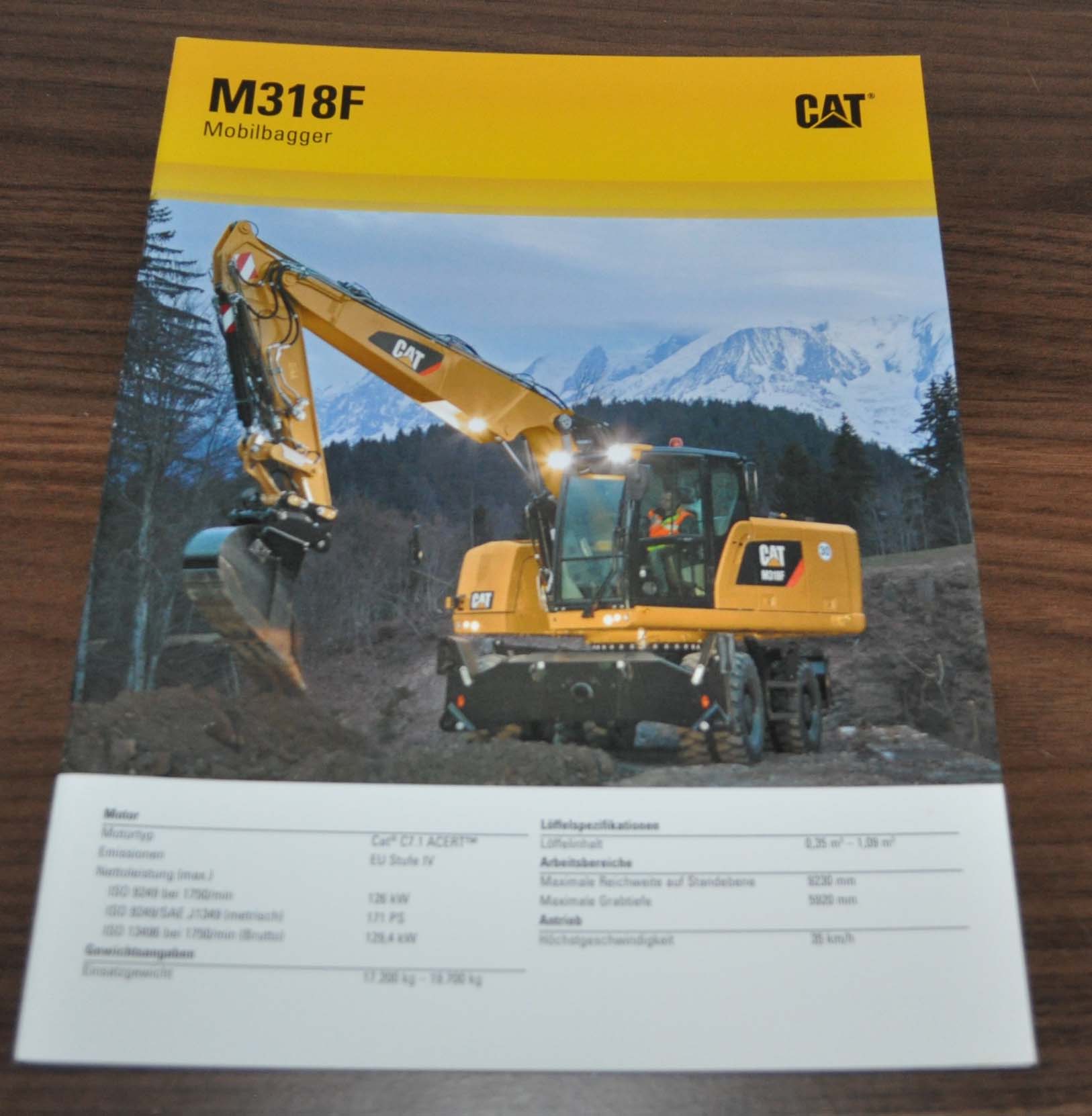 Caterpillar M318F Mobilbagger Excavator Cat Specification Brochure ...