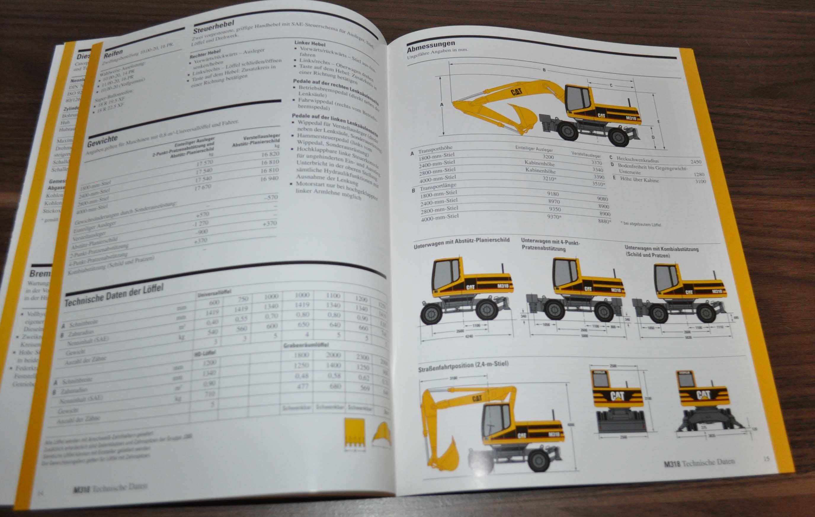 Caterpillar M318 Mobilbagger Excavator Cat Specification Brochure ...