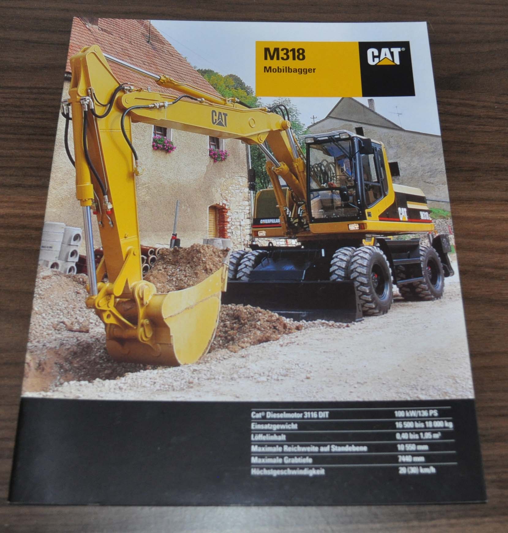 Caterpillar M318 Mobilbagger Excavator Cat Specification Brochure ...