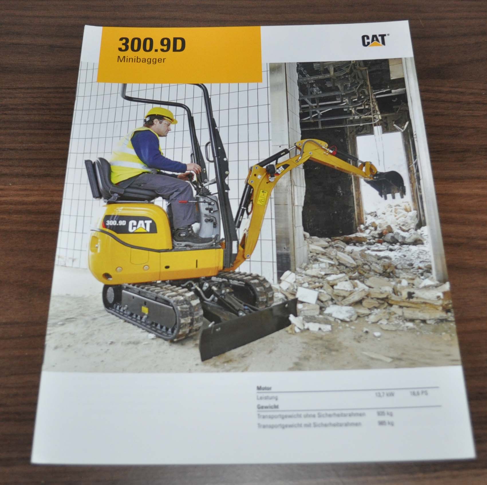 Caterpillar 300.9D Minibagger Excavator Cat Specification Brochure ...