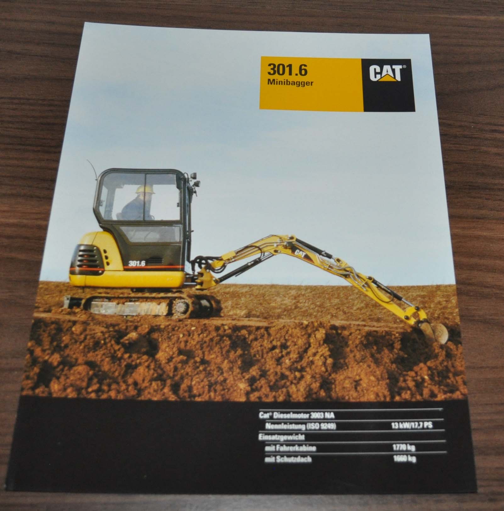 Caterpillar 301.6 Minibagger Excavator Cat Specification Brochure ...