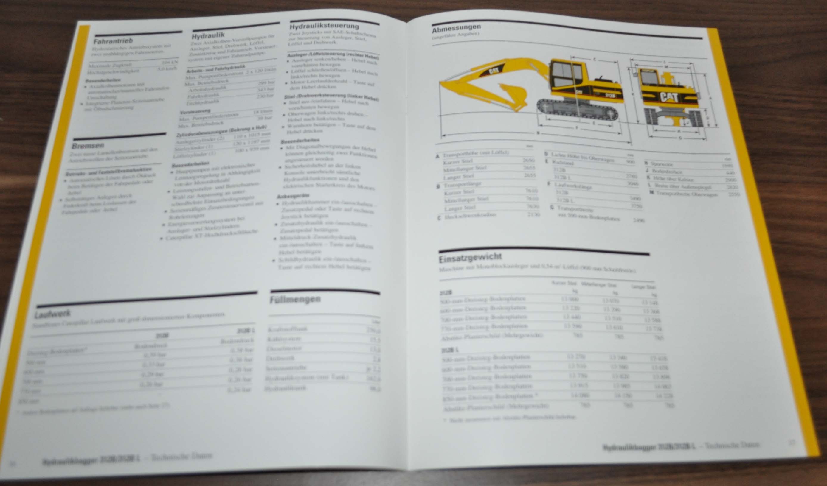 Caterpillar 312B L Bagger Excavator Cat Specification Brochure Prospekt ...