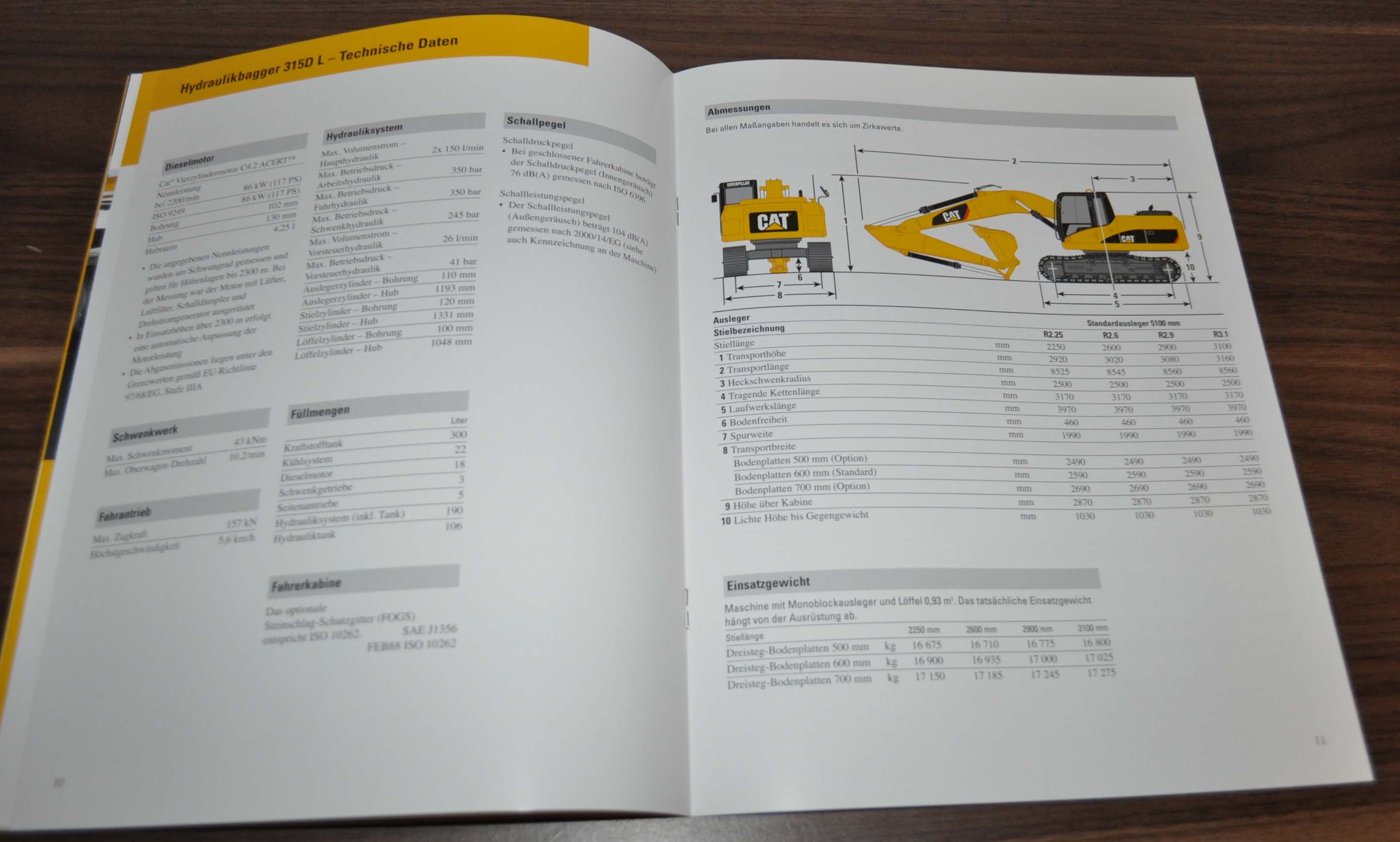 Caterpillar 315D L Bagger Excavator Cat Specification Brochure Prospekt ...
