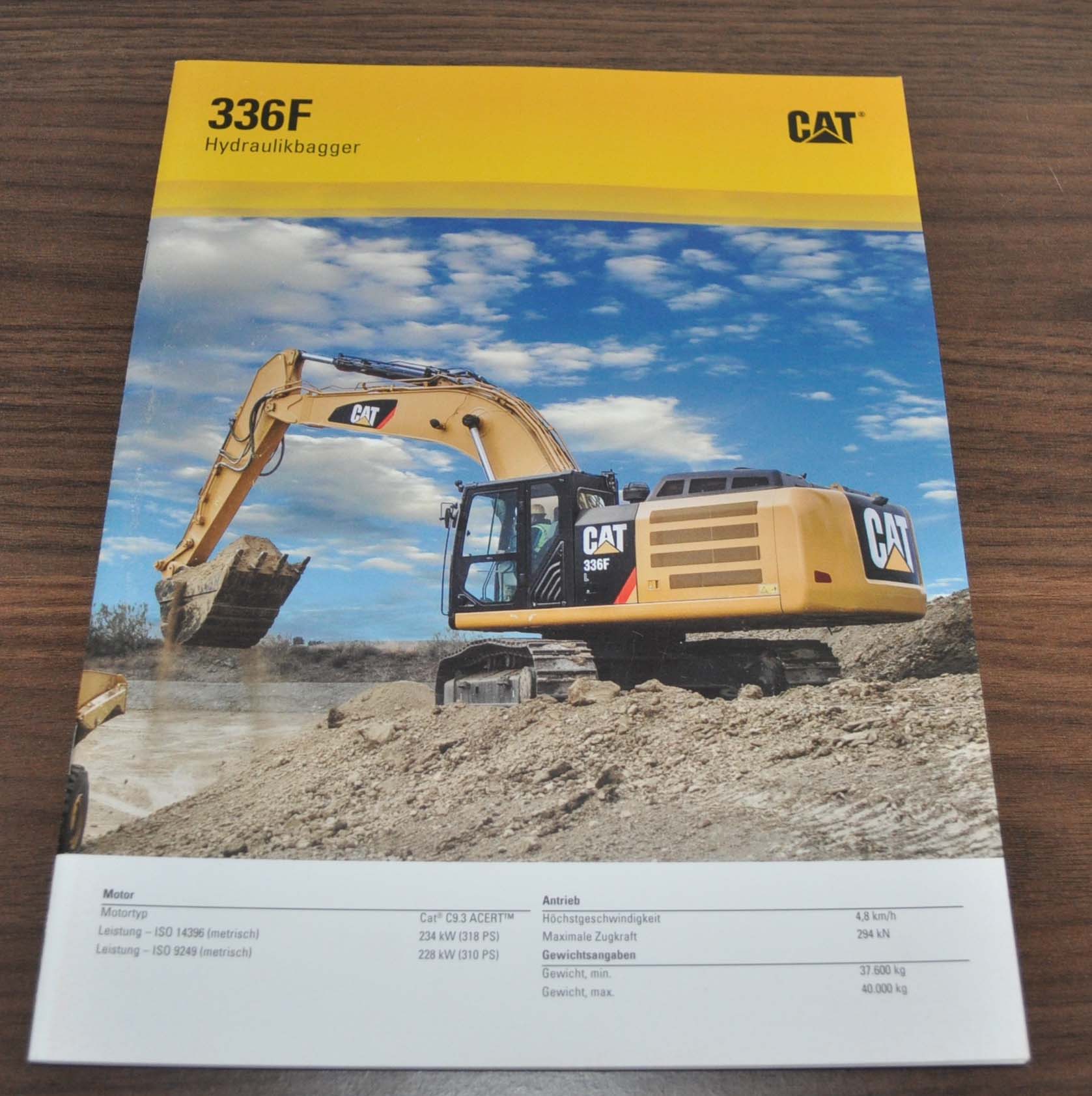 Caterpillar 336F Bagger Excavator Cat Specification Brochure Prospekt ...
