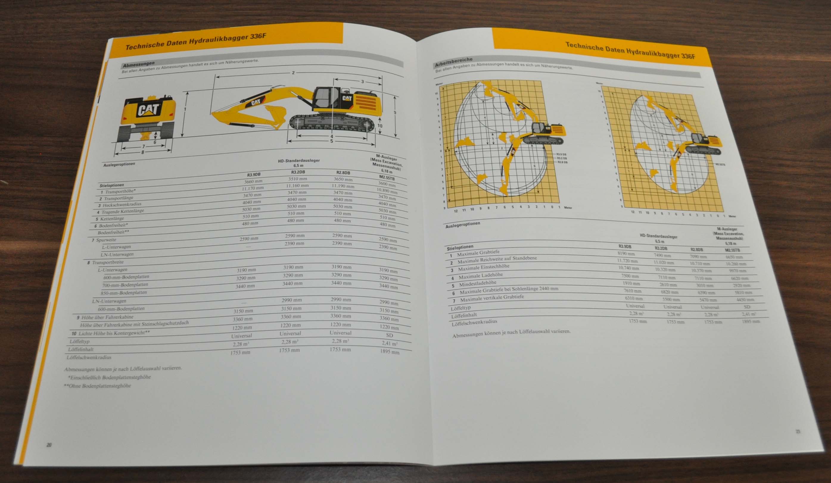 Caterpillar 336F Bagger Excavator Cat Specification Brochure Prospekt ...