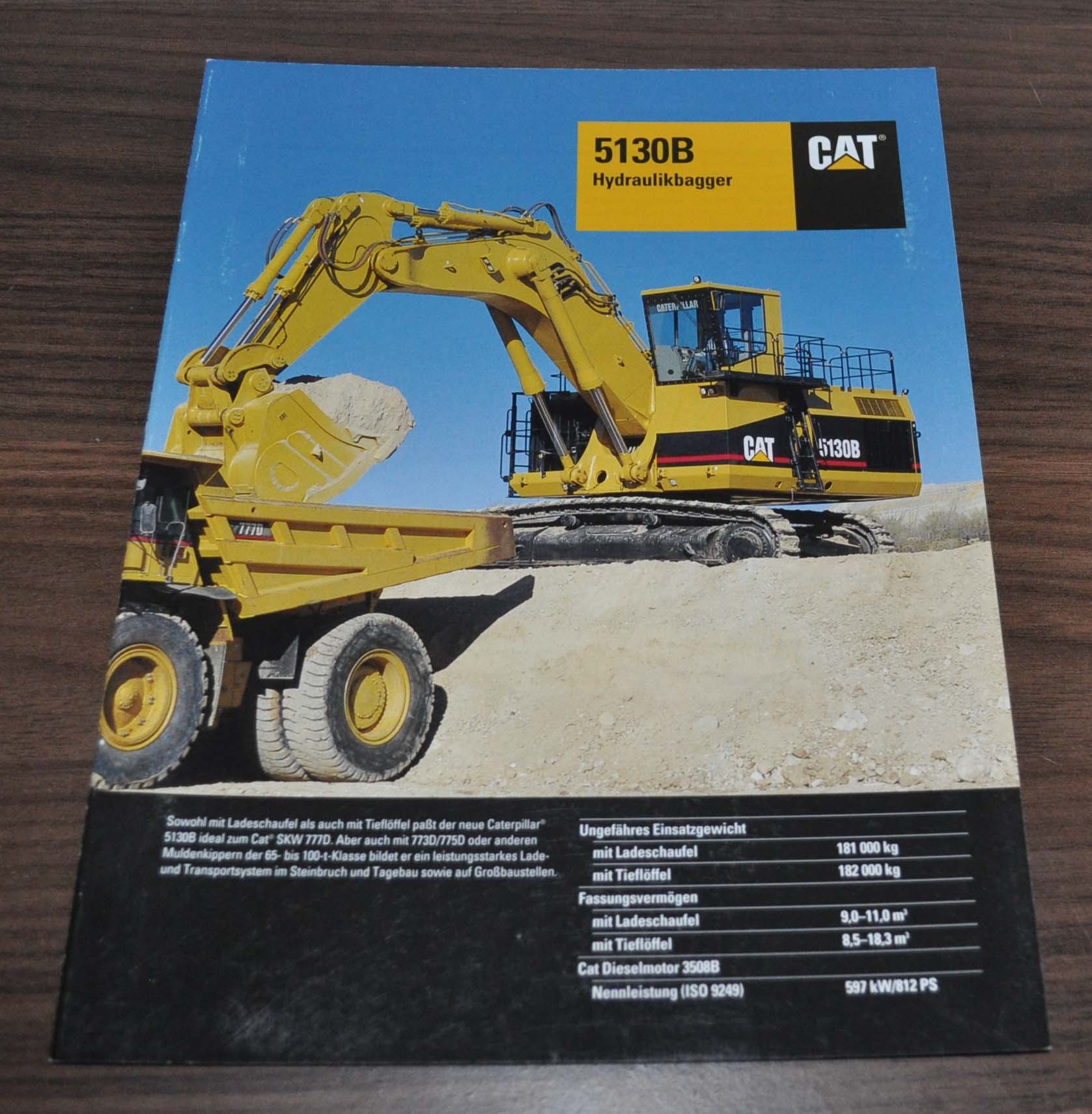 Caterpillar 5130B Bagger Excavator Cat Specification Brochure Prospekt ...