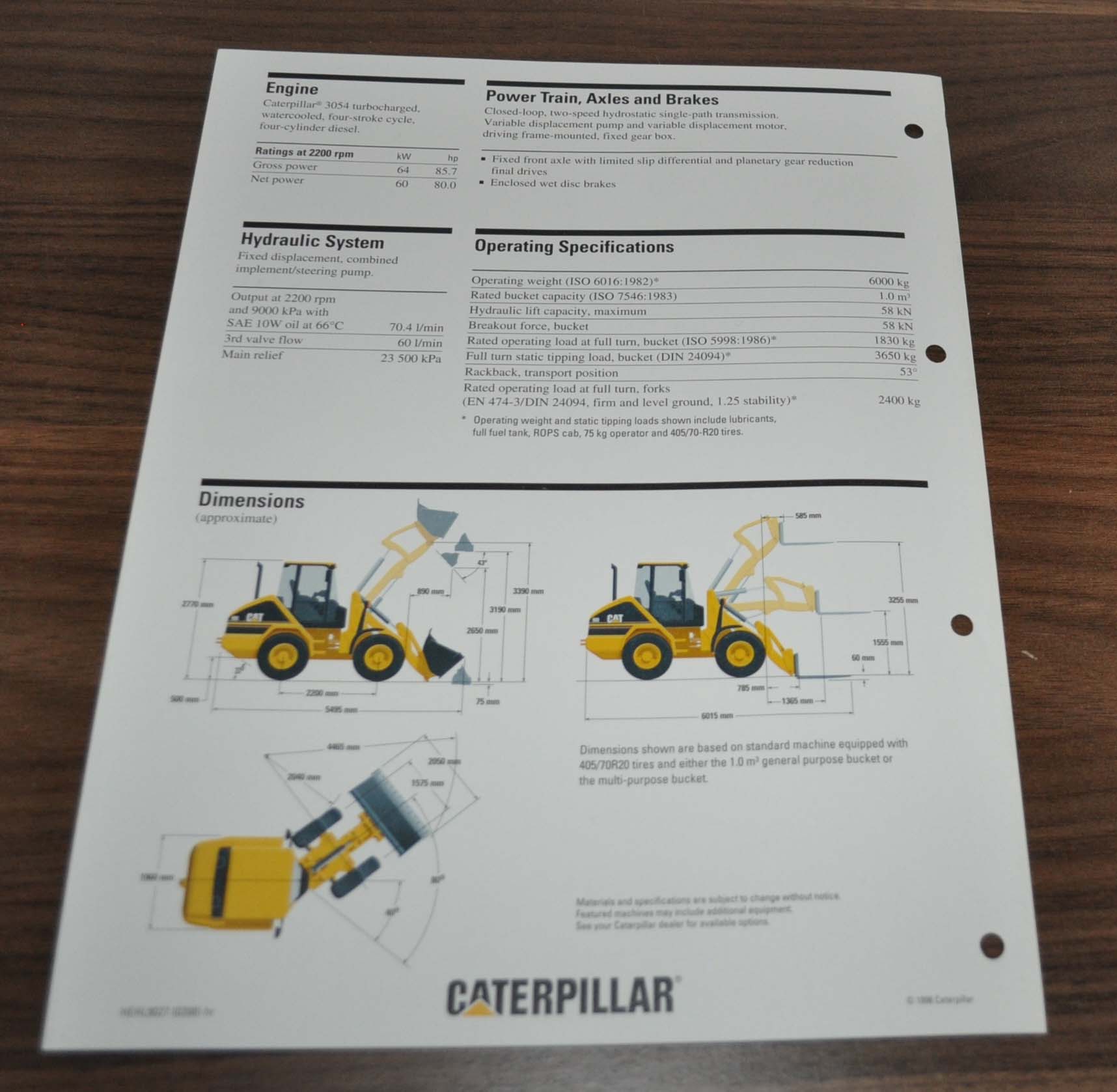 Caterpillar 908 Wheel Loader Specification Technical Data Cat Brochure ...