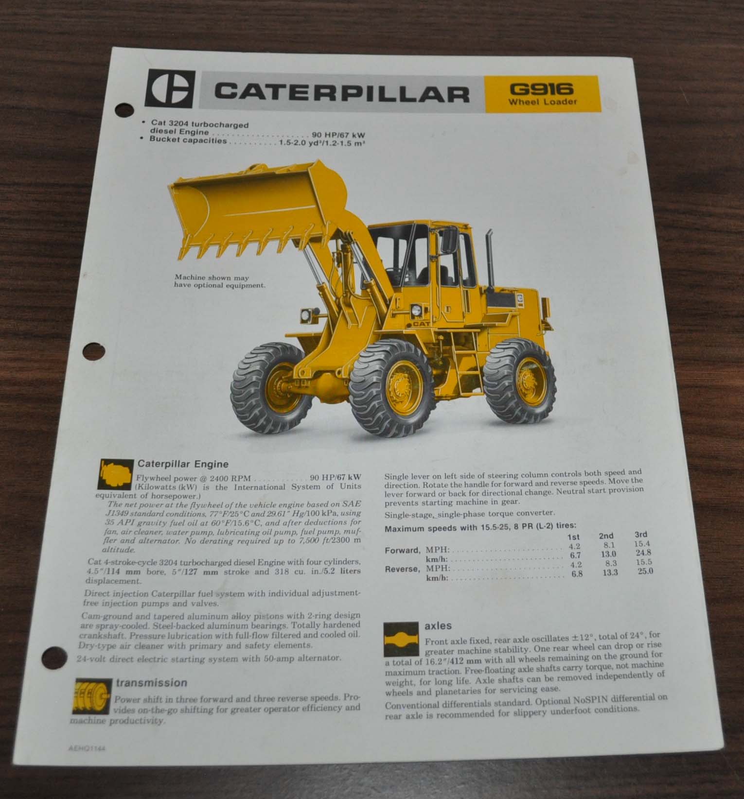 Caterpillar G916 Wheel Loader Specification Technical Data Cat Brochure ...
