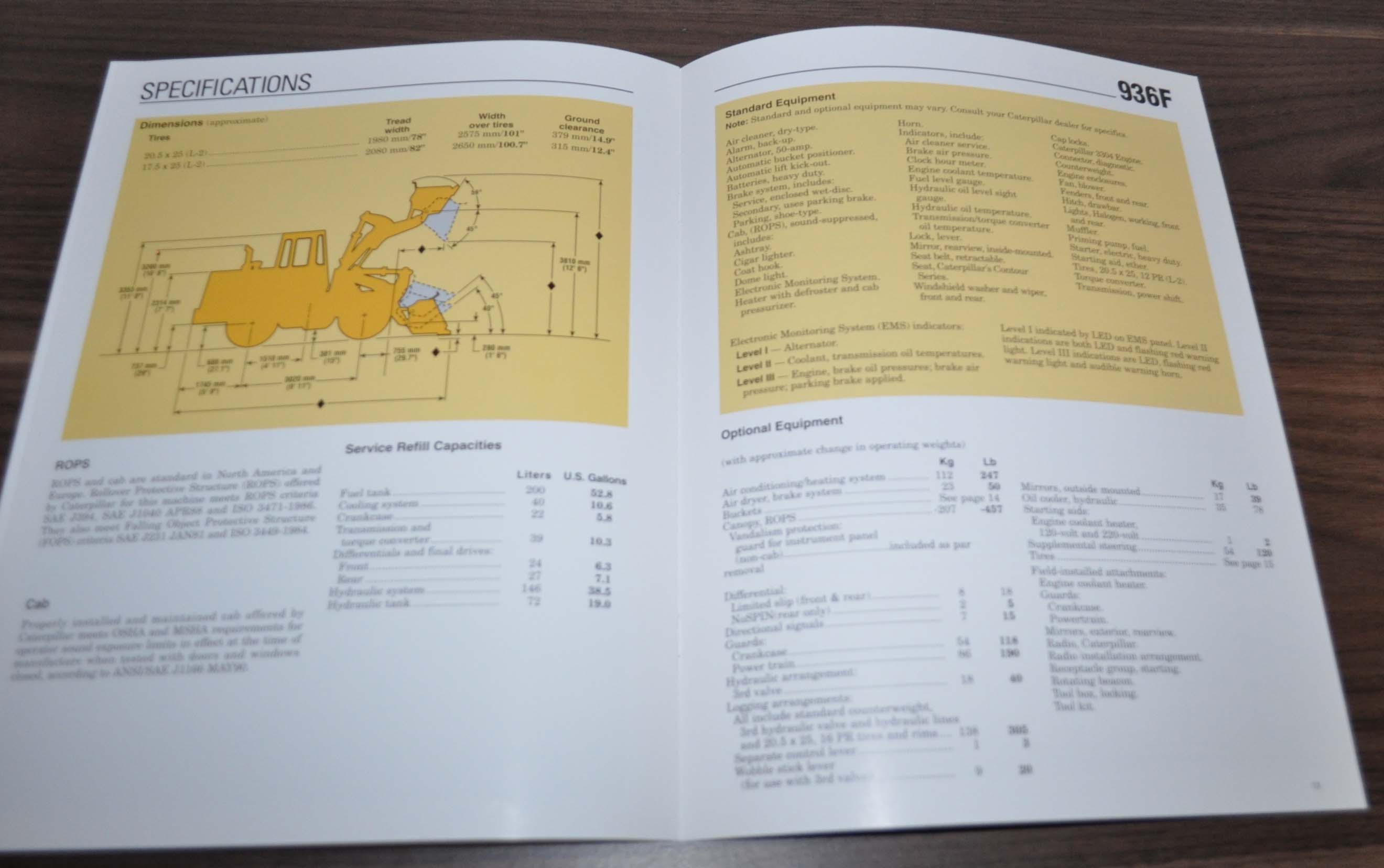 Caterpillar 936F Wheel Loader Specification Cat Technical Brochure ...