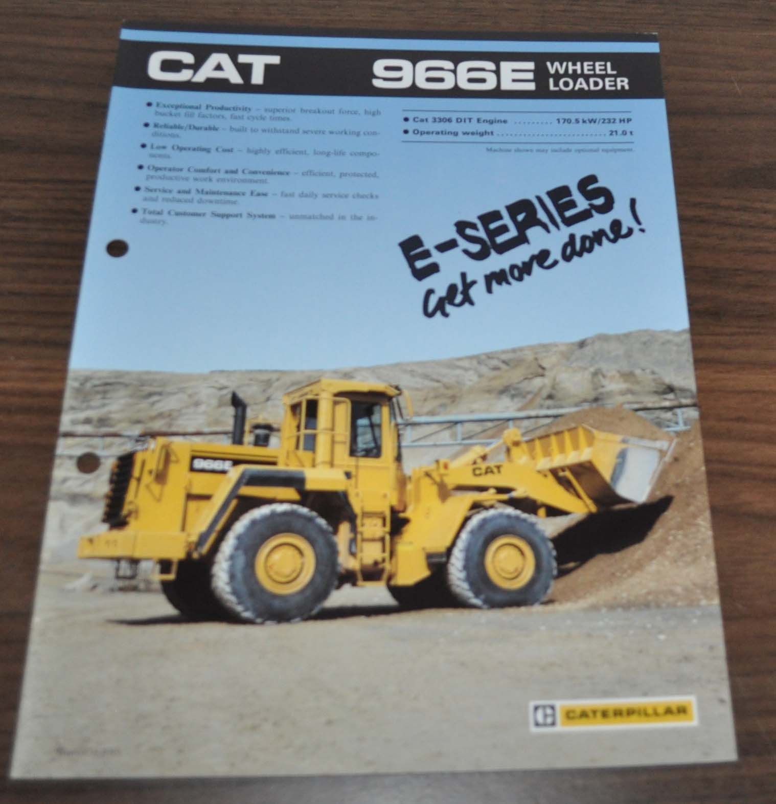 Caterpillar 966E Wheel Loader Specification Technical Data Brochure ...