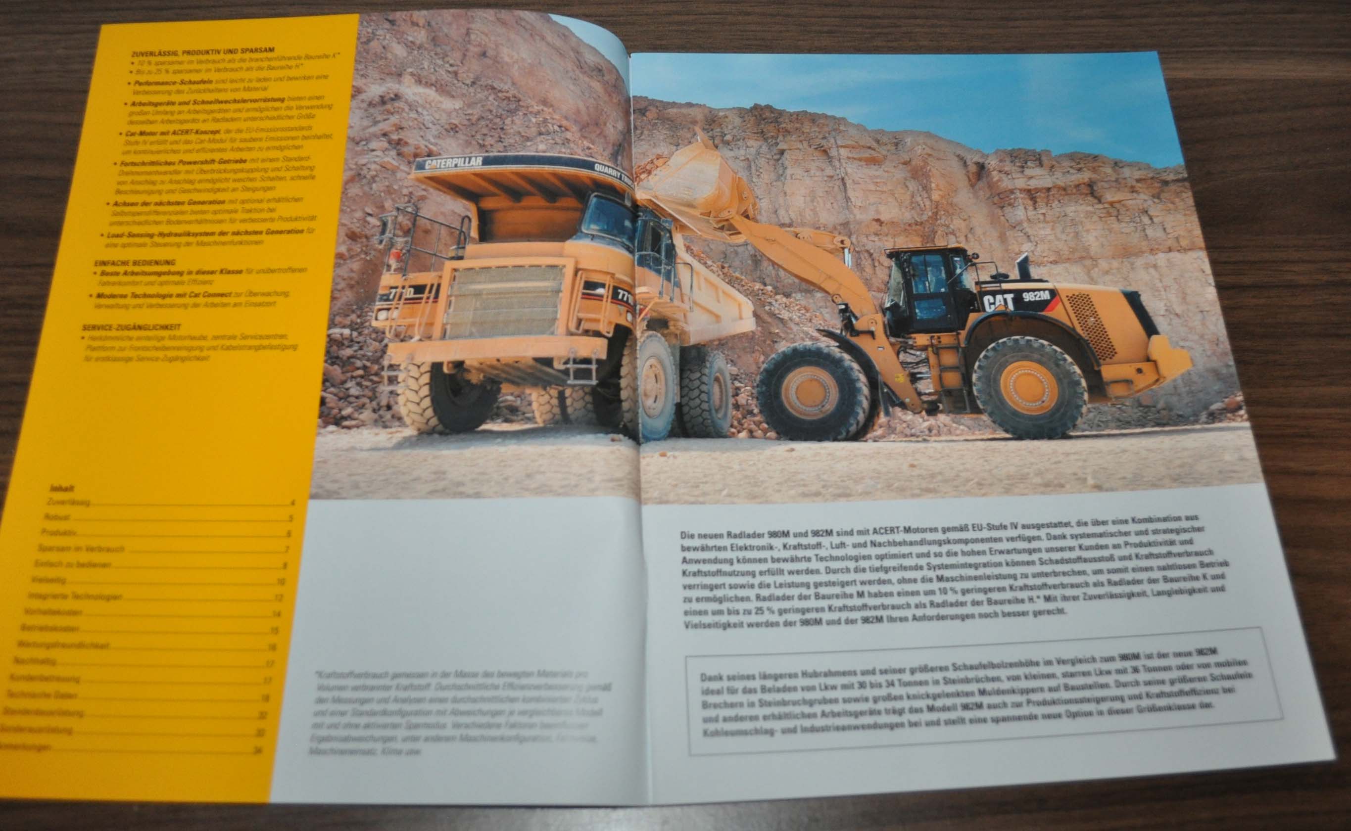 Caterpillar 980M 982M Radlader Wheel Loader Technische Daten Brochure ...