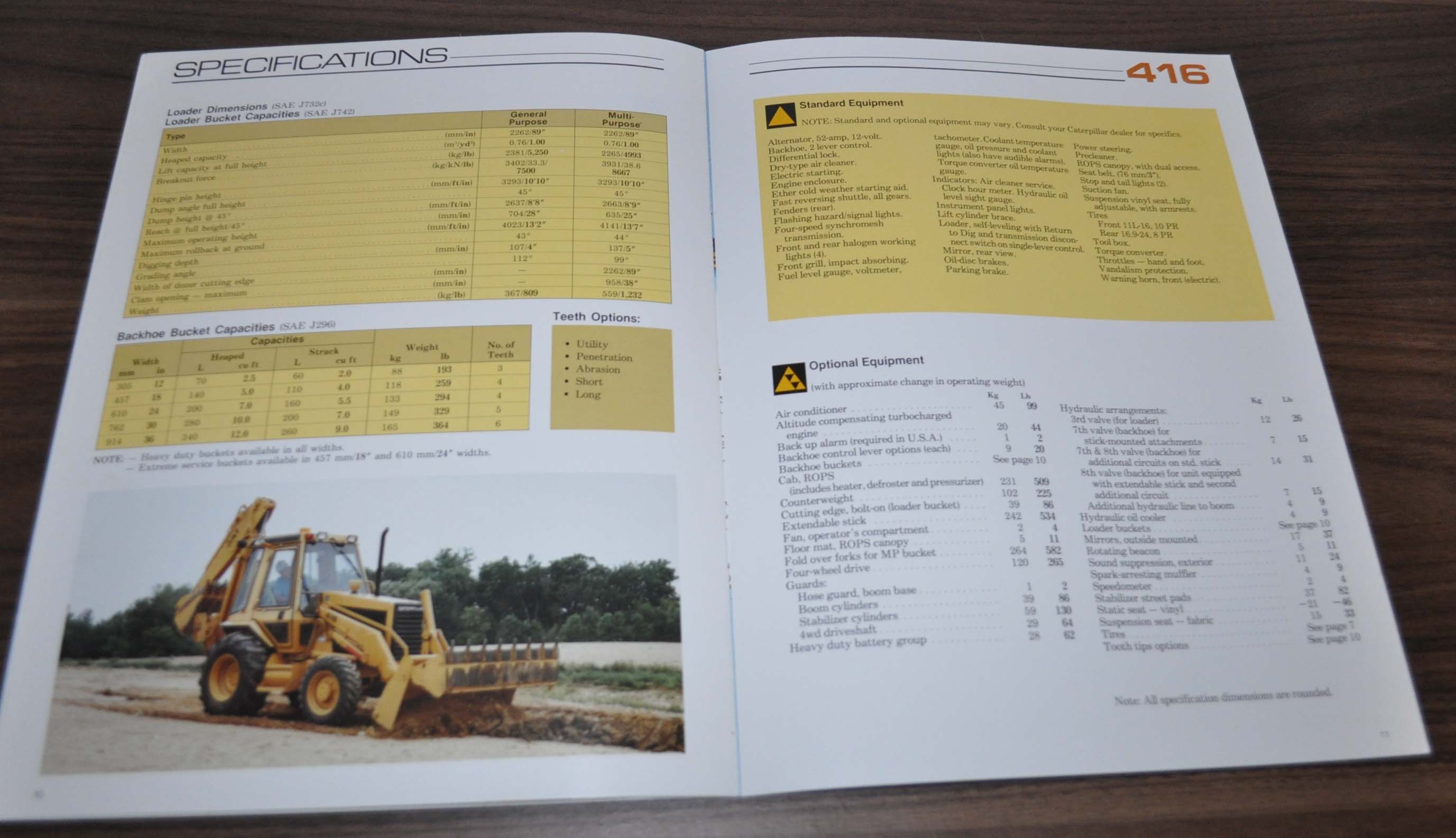 Caterpillar 416 Backhoe Loader Specification Technical Data Brochure ...