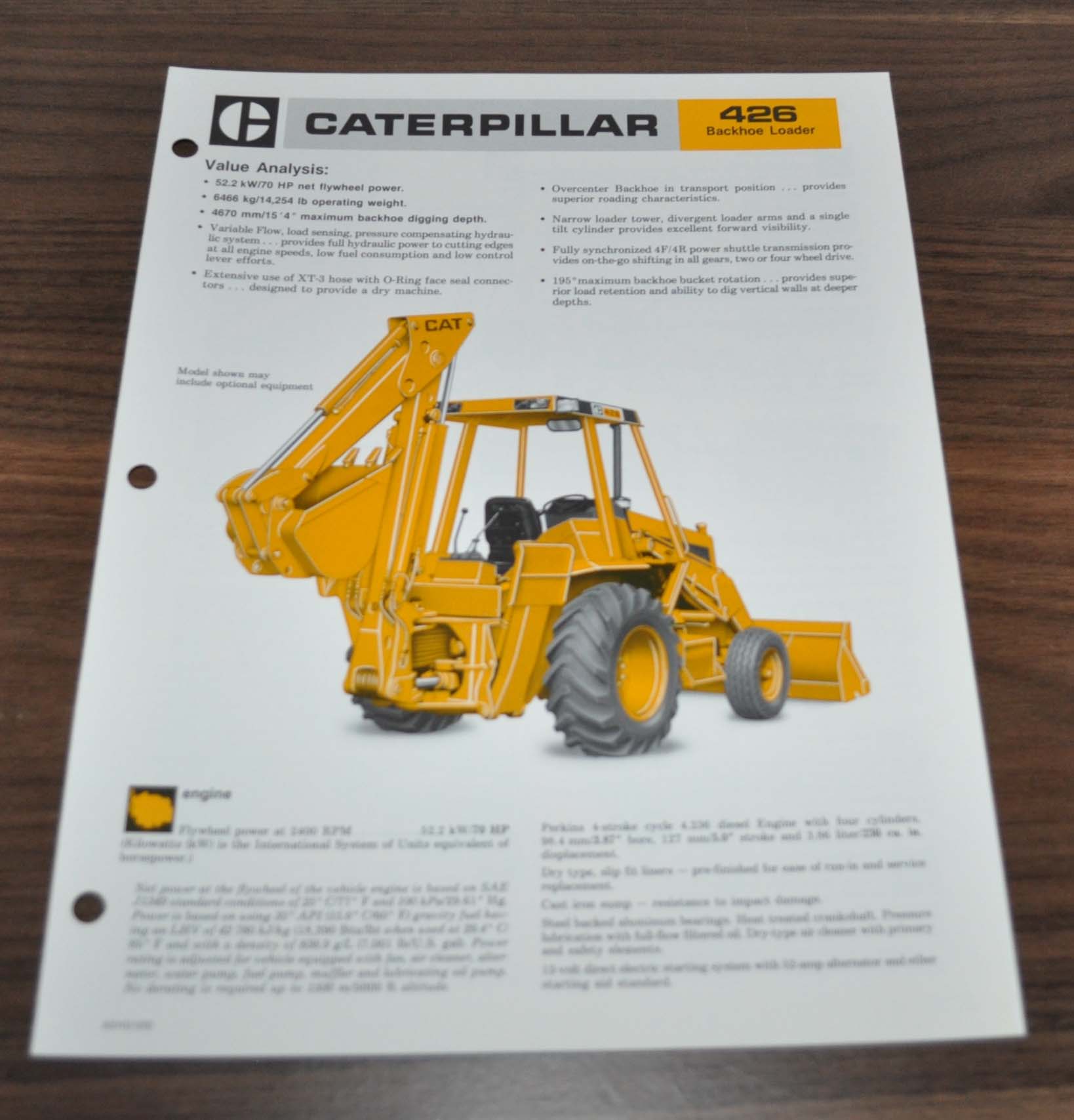Caterpillar 426 Backhoe Loader Specification Technical Data Brochure ...