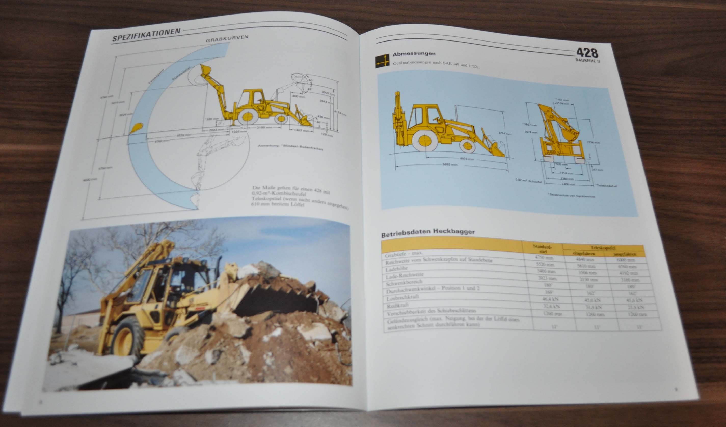 Caterpillar 428 Baureihe II Baggerlader Backhoe Loader Cat Brochure ...