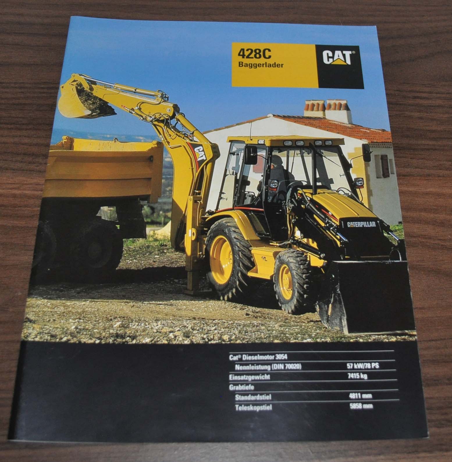 Caterpillar 428C Baggerlader Backhoe Loader Cat Specification Brochure Prospekt – AUTO BROCHURE