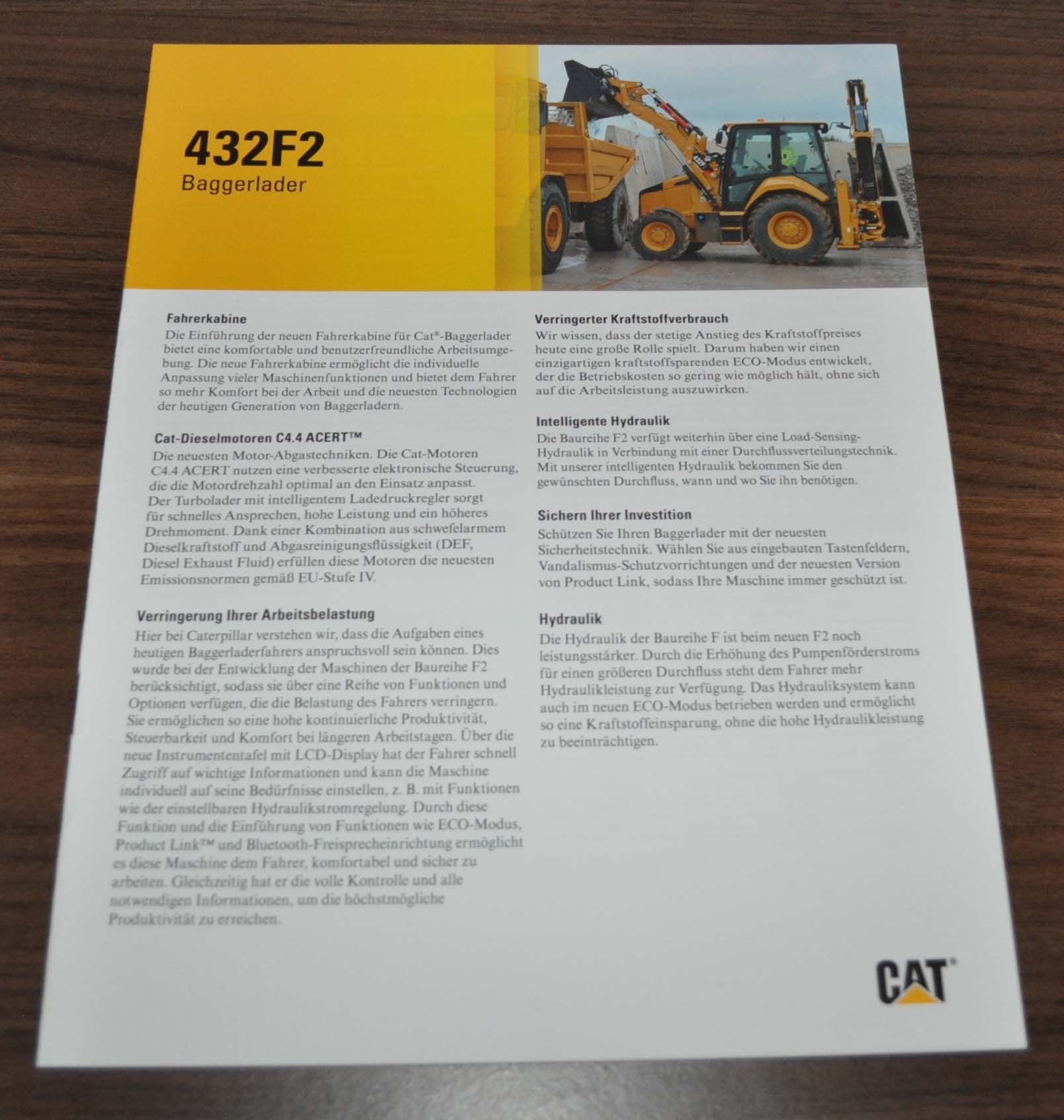 Caterpillar 432F2 Baggerlader Backhoe Loader Cat Specification Brochure ...