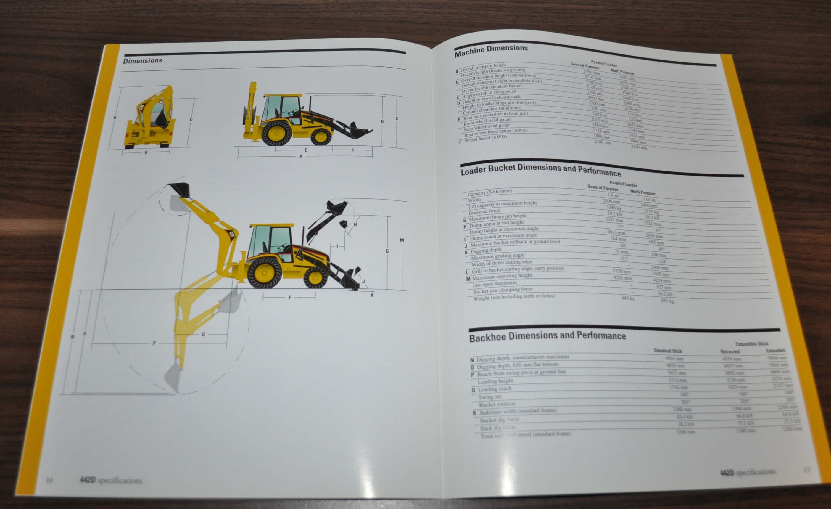 Caterpillar 442D Backhoe Loader Specification Technical Data Brochure ...