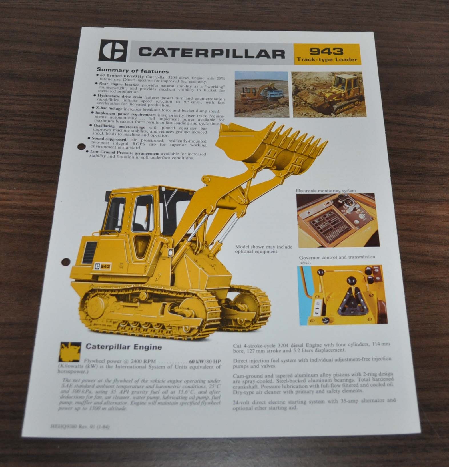 Caterpillar 943 Track-Type Loader Specification Technical Date Brochure ...