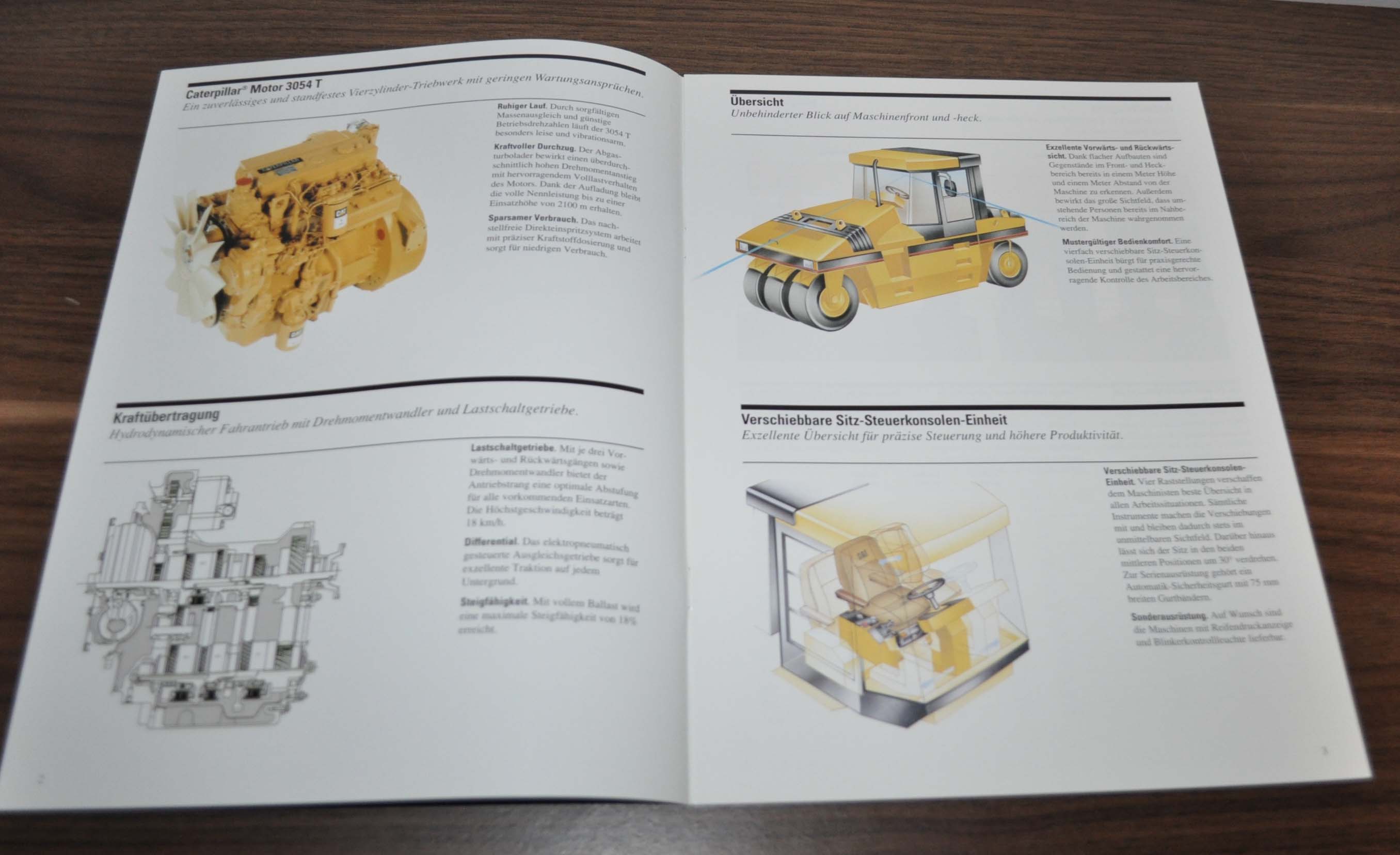 Caterpillar PS-300B PF-300B Gummiradwalzen Compactors Cat Brochure ...