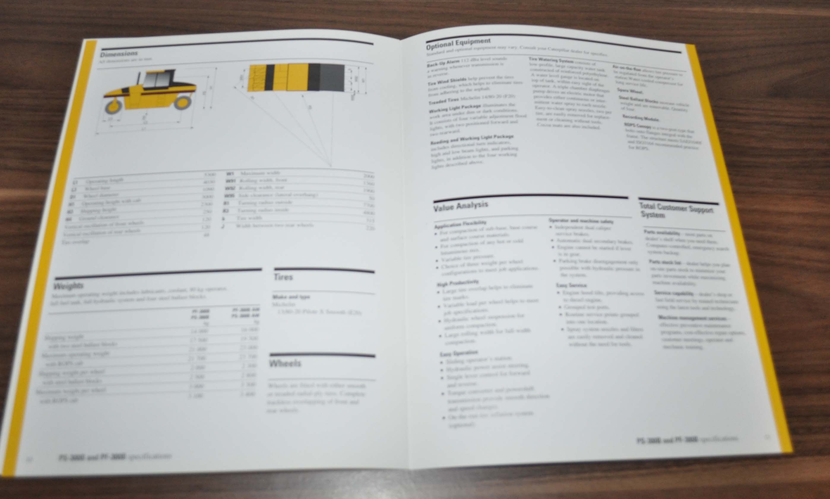 Caterpillar PS-300B PF-300B Pneumatic Tire Compactors Cat Brochure ...