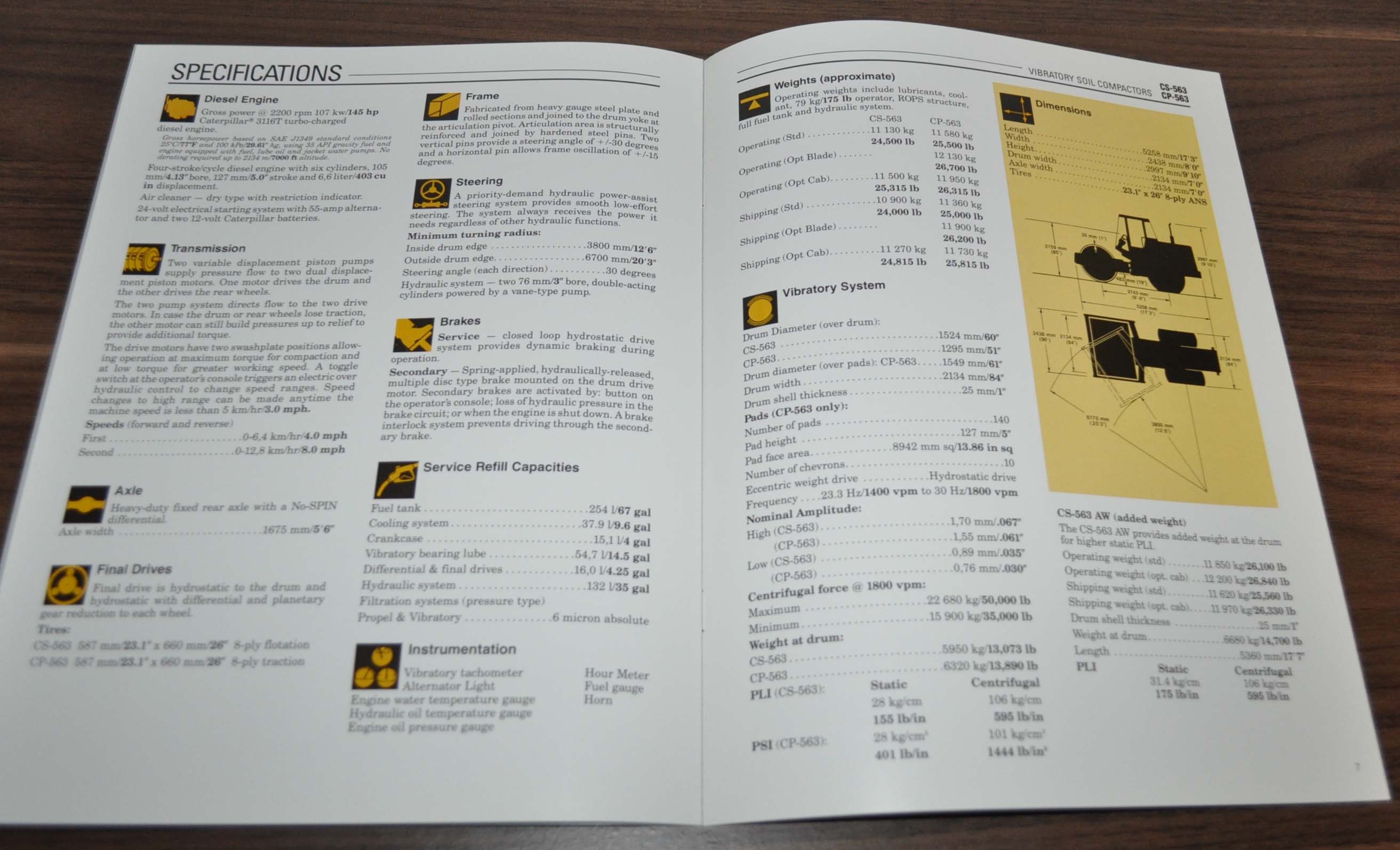 Caterpillar CS-563 CP-563 Vibratory Soil Compactors Brochure Prospekt ...