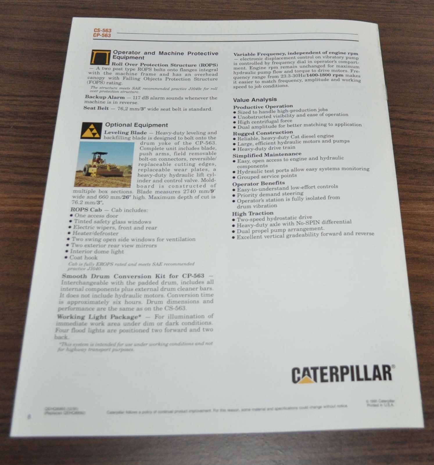 Caterpillar CS-563 CP-563 Vibratory Soil Compactors Brochure Prospekt ...