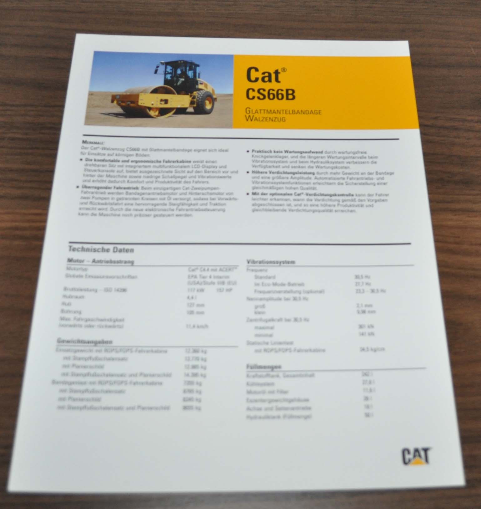 Caterpillar CS66B Walzenzug Vibratory Soil Compactor Brochure Prospekt ...