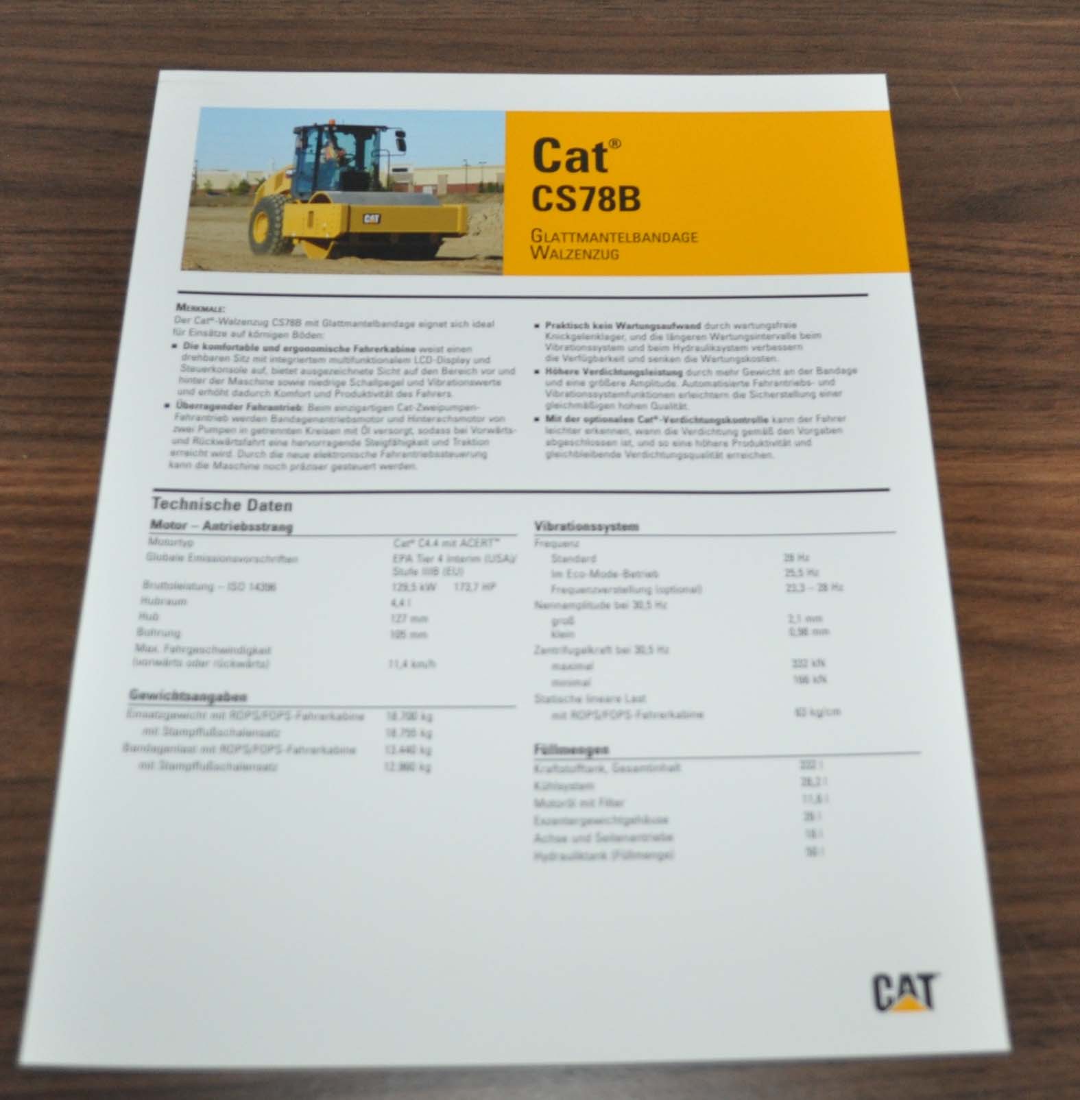 Caterpillar CS78B Walzenzug Soil Compactor Brochure Prospekt DE – AUTO ...
