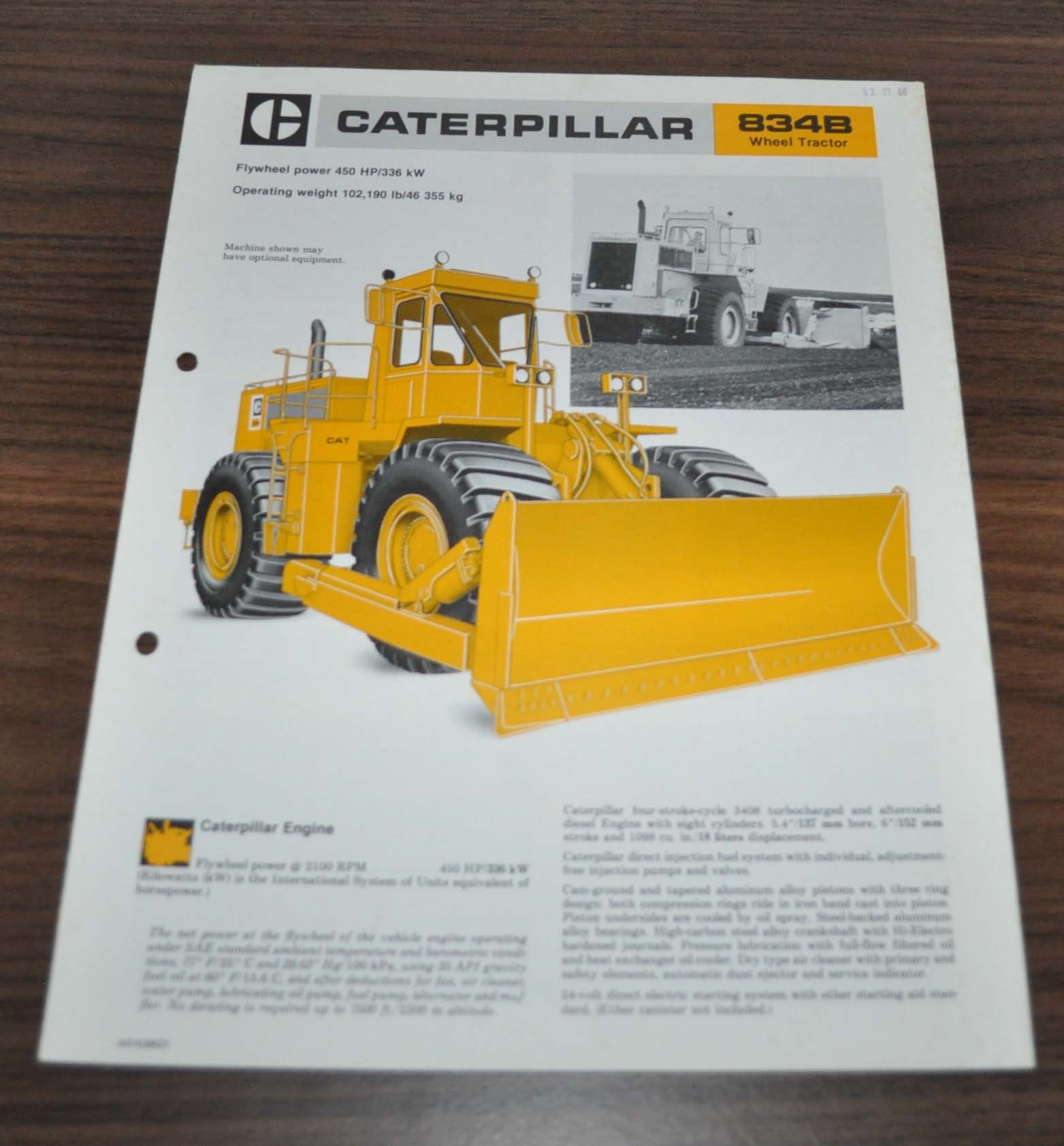 Caterpillar 834B Wheel Tractor Specification Technical Data Brochure ...