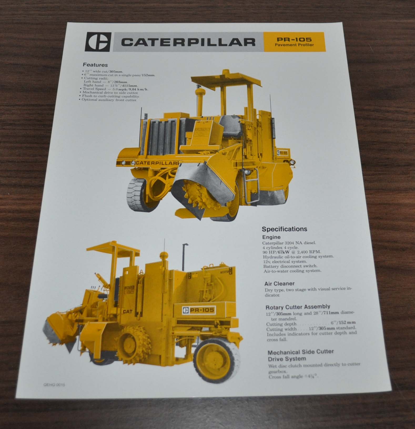 Caterpillar PR-105 Pavement Profiler Specification Brochure Prospekt ...