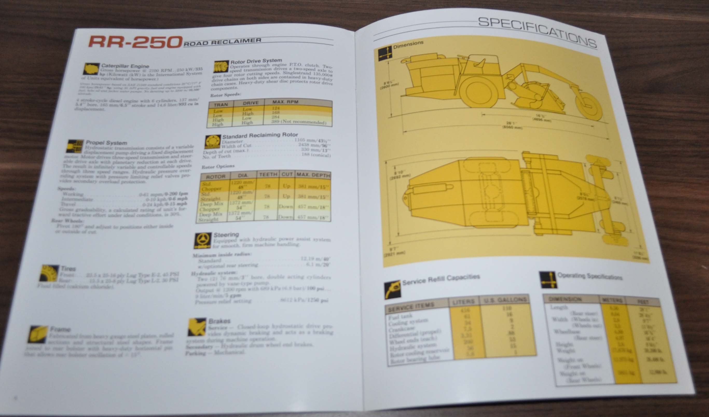 Caterpillar RR-250 Road Reclaimer Specification Brochure Prospekt ...