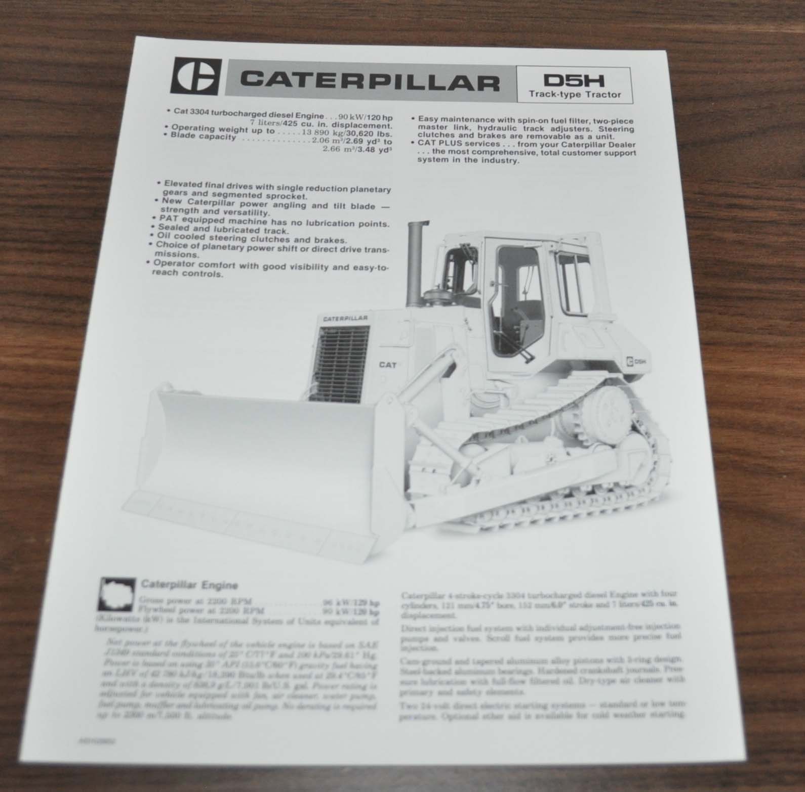 Caterpillar D5H Dozer Tractor Specification Technical Data Brochure ...