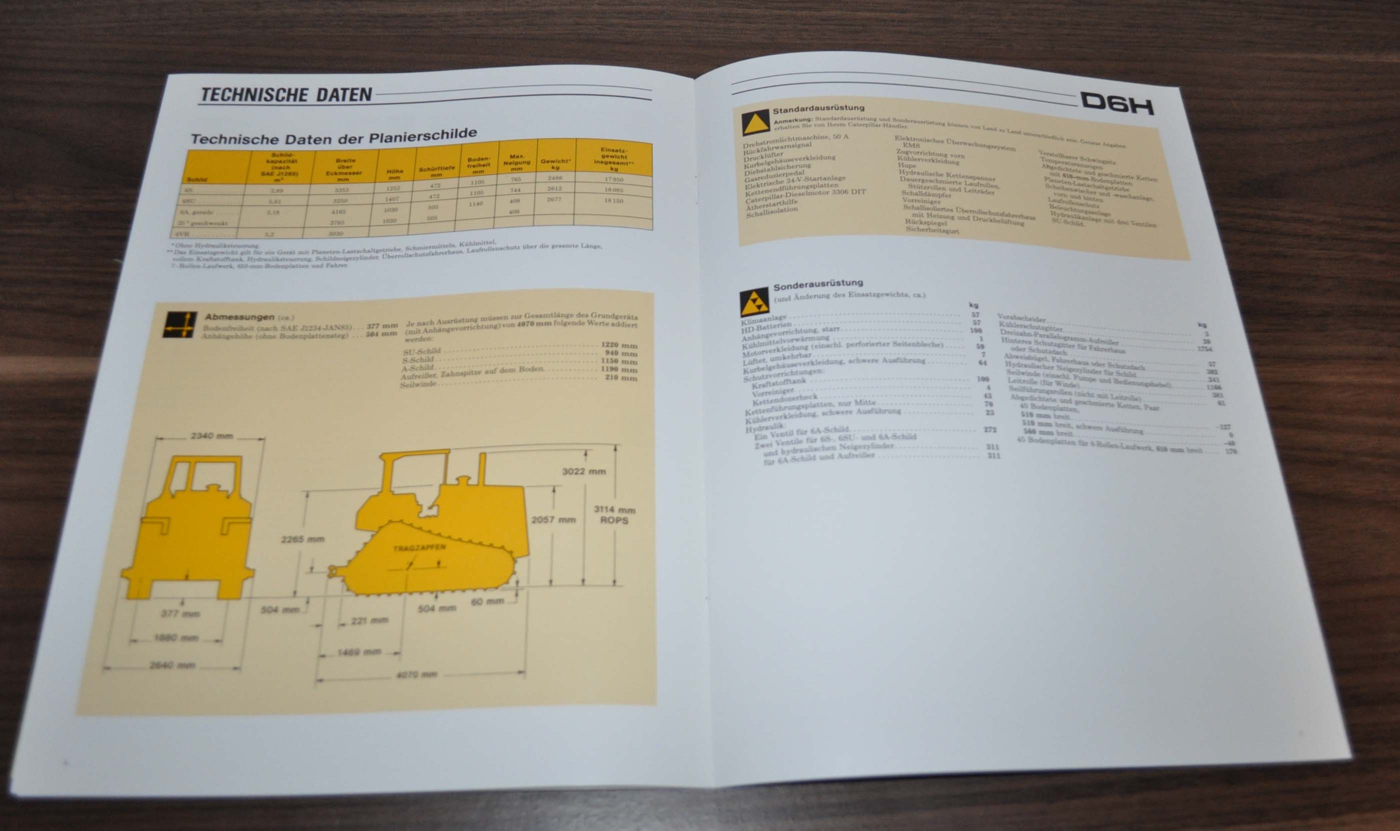 Caterpillar D6H Kettendozer Tractor Specification Cat Brochure Prospekt ...