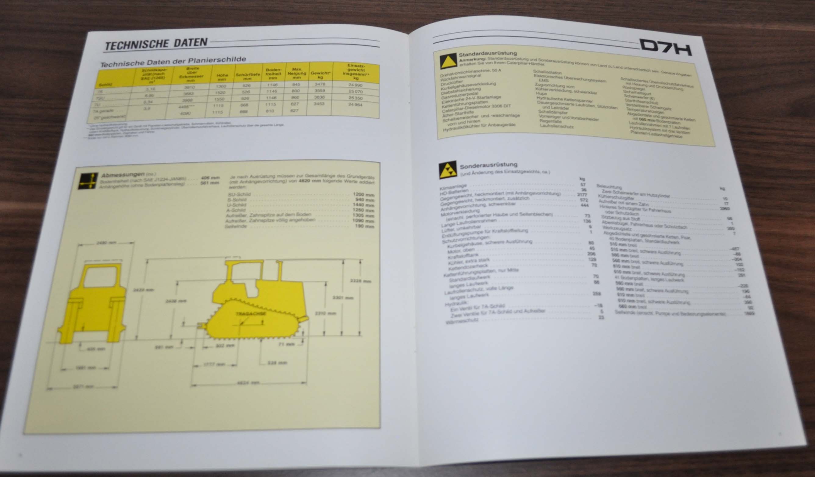 Caterpillar D7H Kettendozer Tractor Specification Cat Brochure Prospekt ...