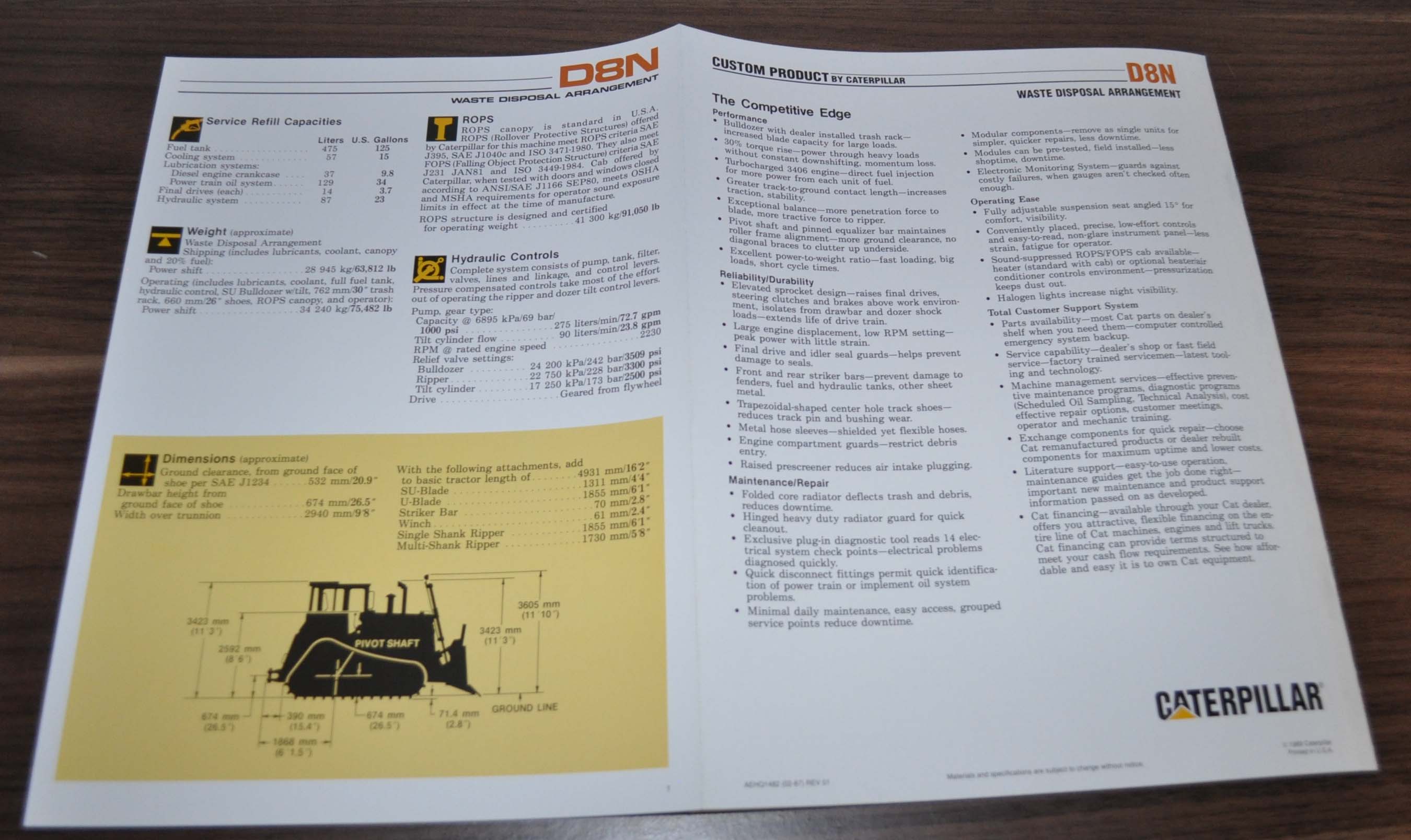 Caterpillar D8N Waste Disposal Dozer Tractor Specification Brochure ...