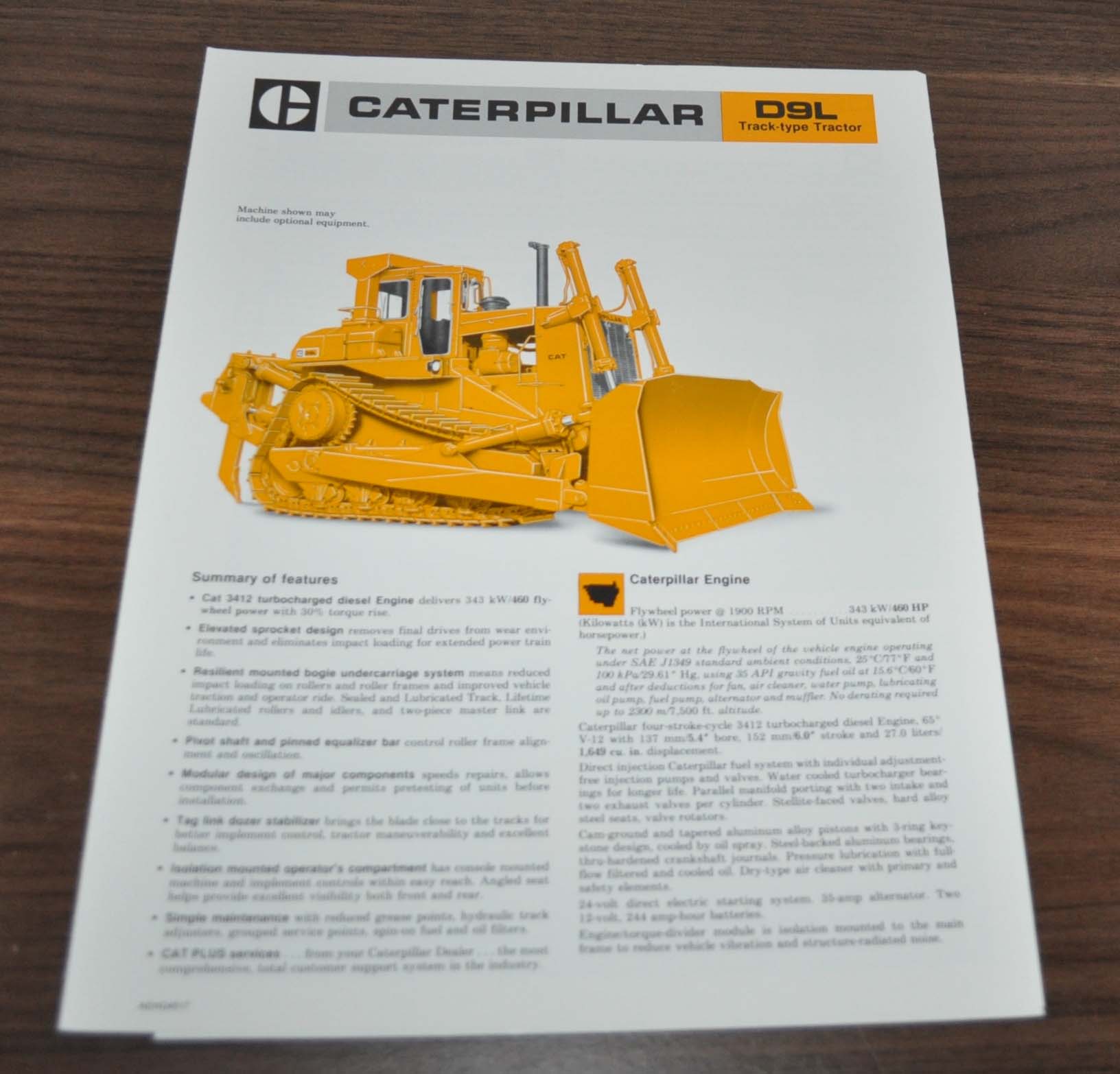 Caterpillar D9L Dozer Tractor Specification Technical Data Brochure ...
