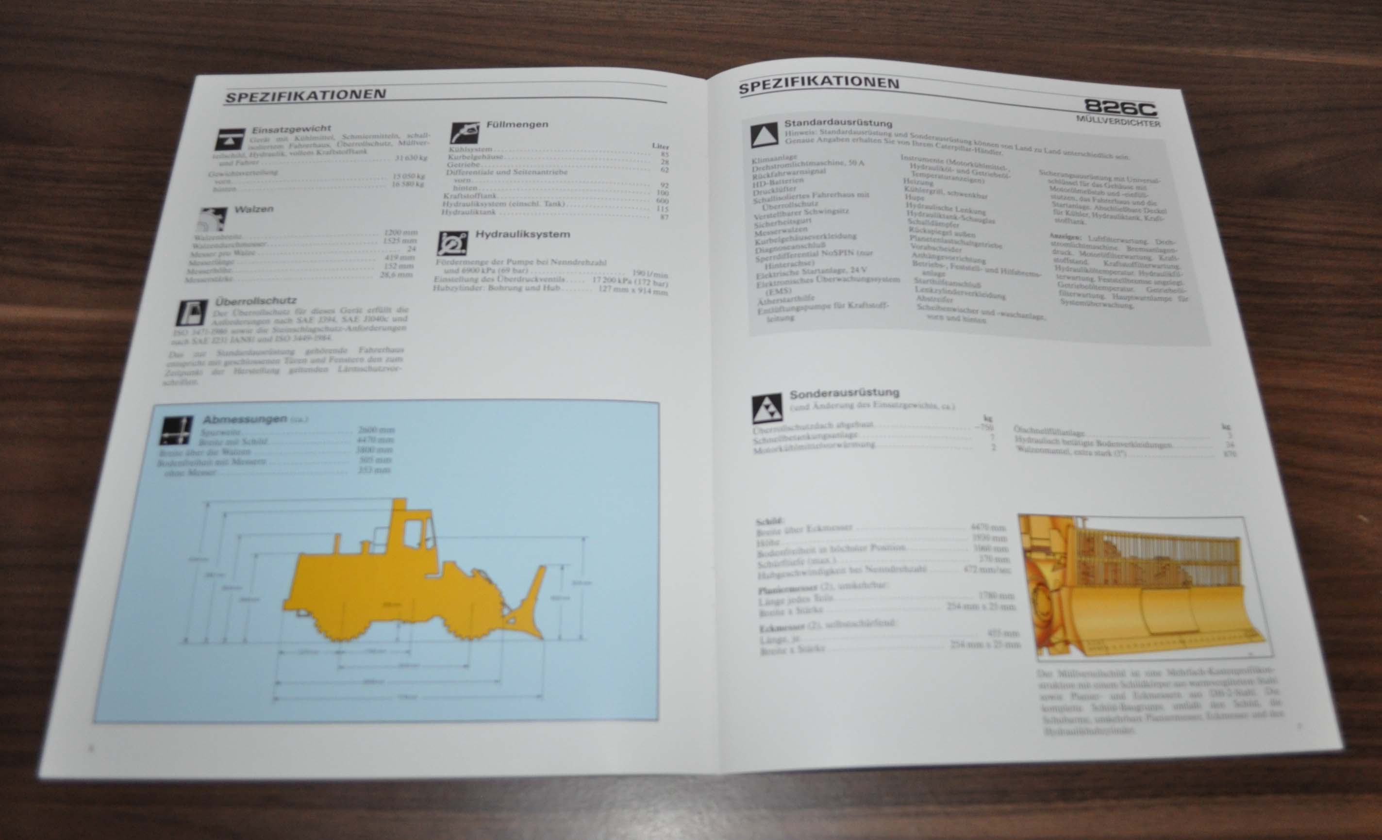 Caterpillar 826C Mullverdichter Compactor Specification Cat Brochure ...