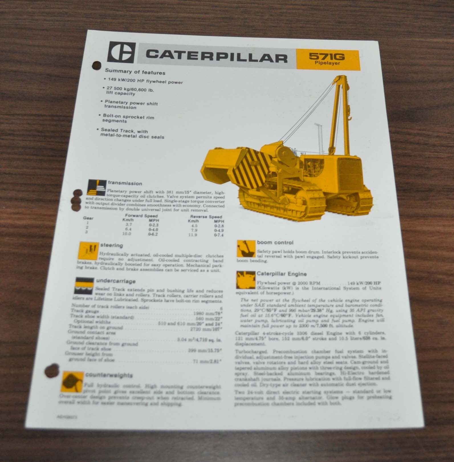 Caterpillar 571G Pipelayer Tractor Specification Technical Cat Brochure ...