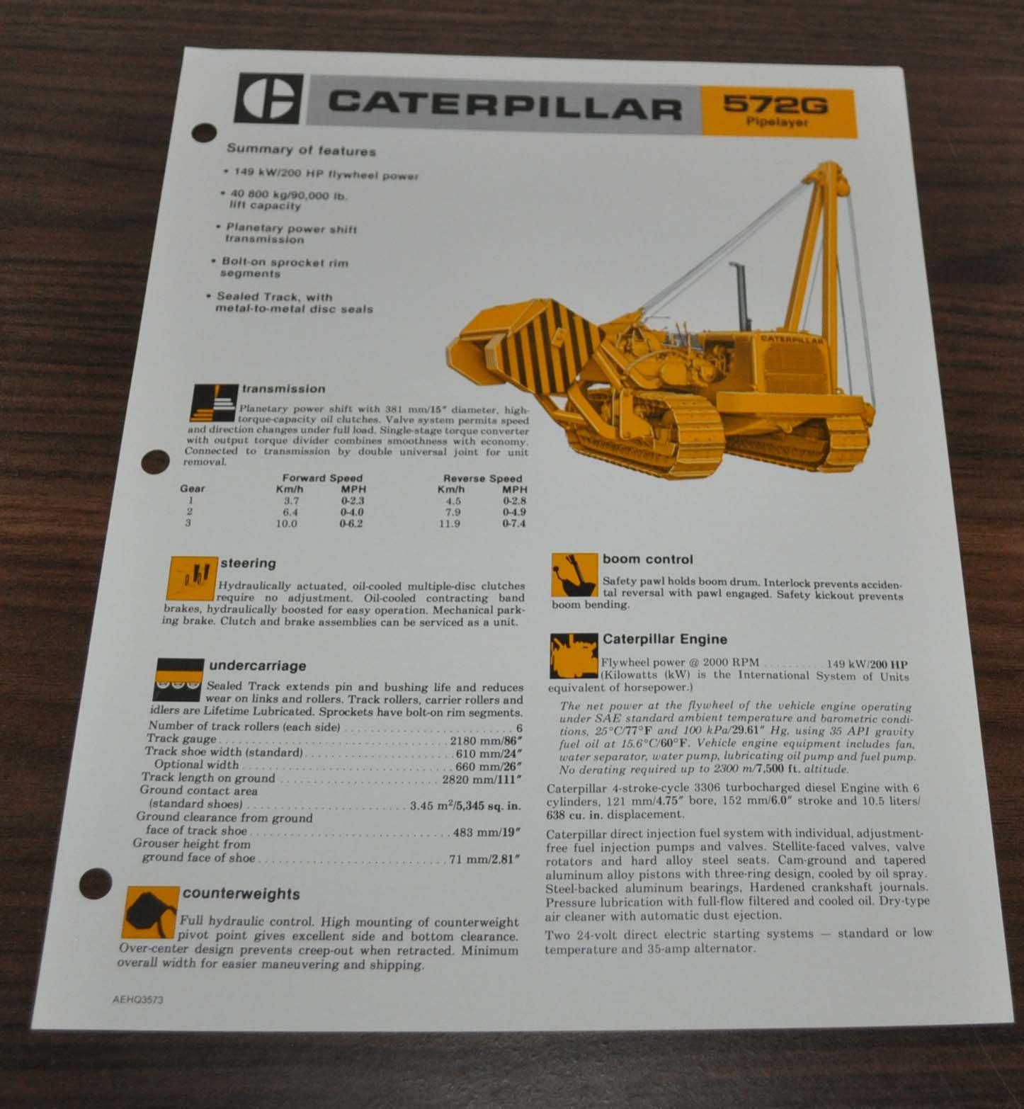 Caterpillar 572G Pipelayer Tractor Specification Technical Cat Brochure ...