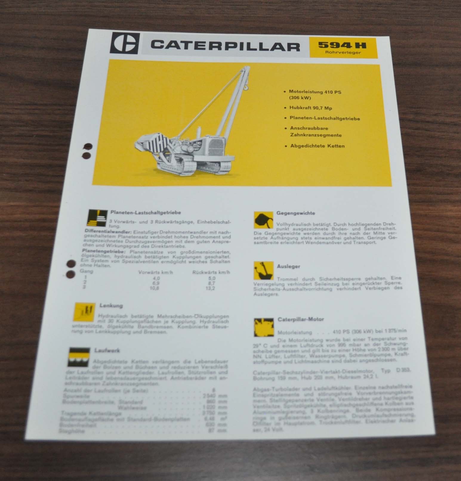 Caterpillar 594H Rohrverleger Pipelayer Tractor Technical Cat Brochure ...