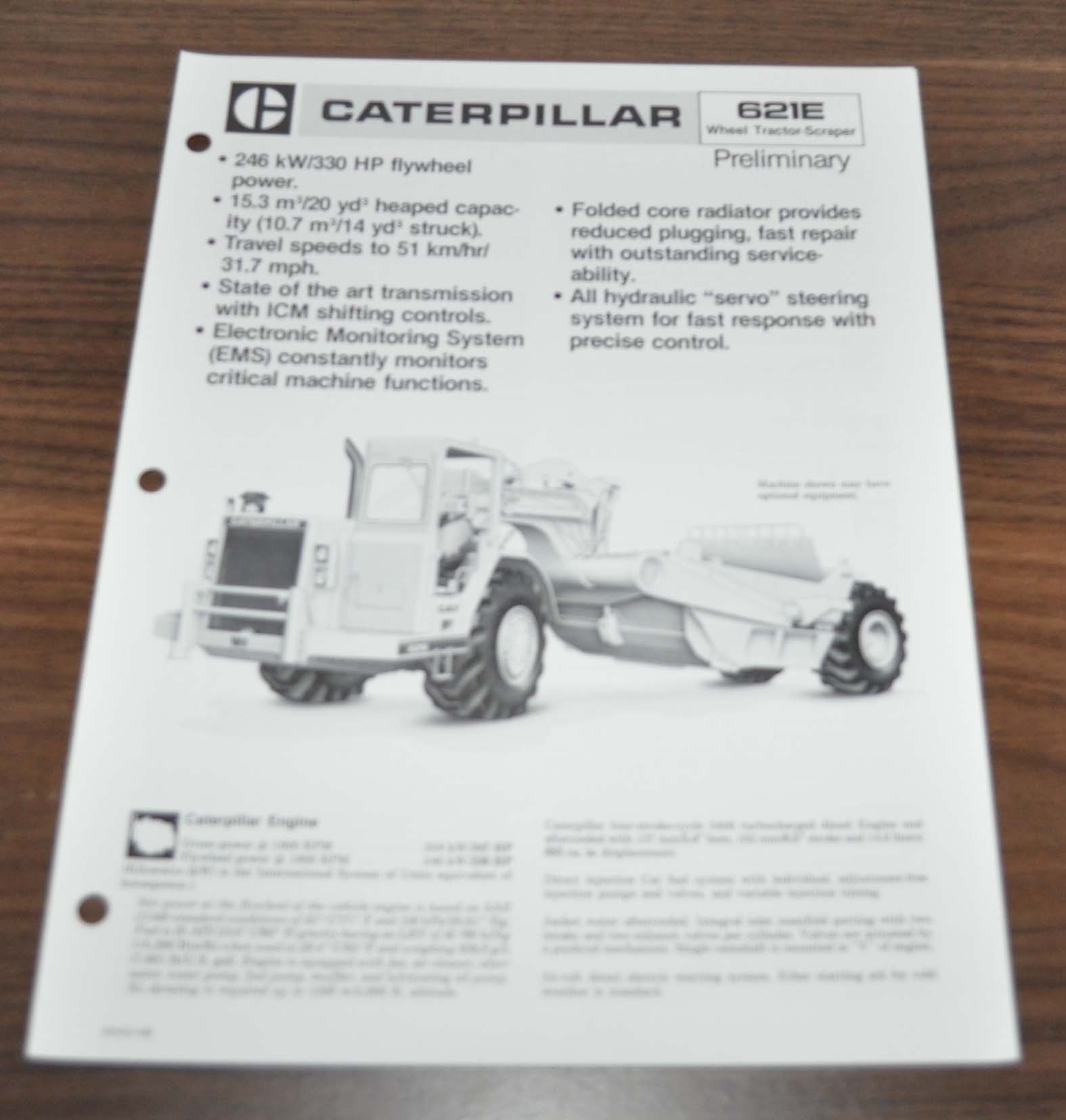 Caterpillar 621E Wheel Tractor Scraper Specification Technical Brochure Prospekt – AUTO BROCHURE