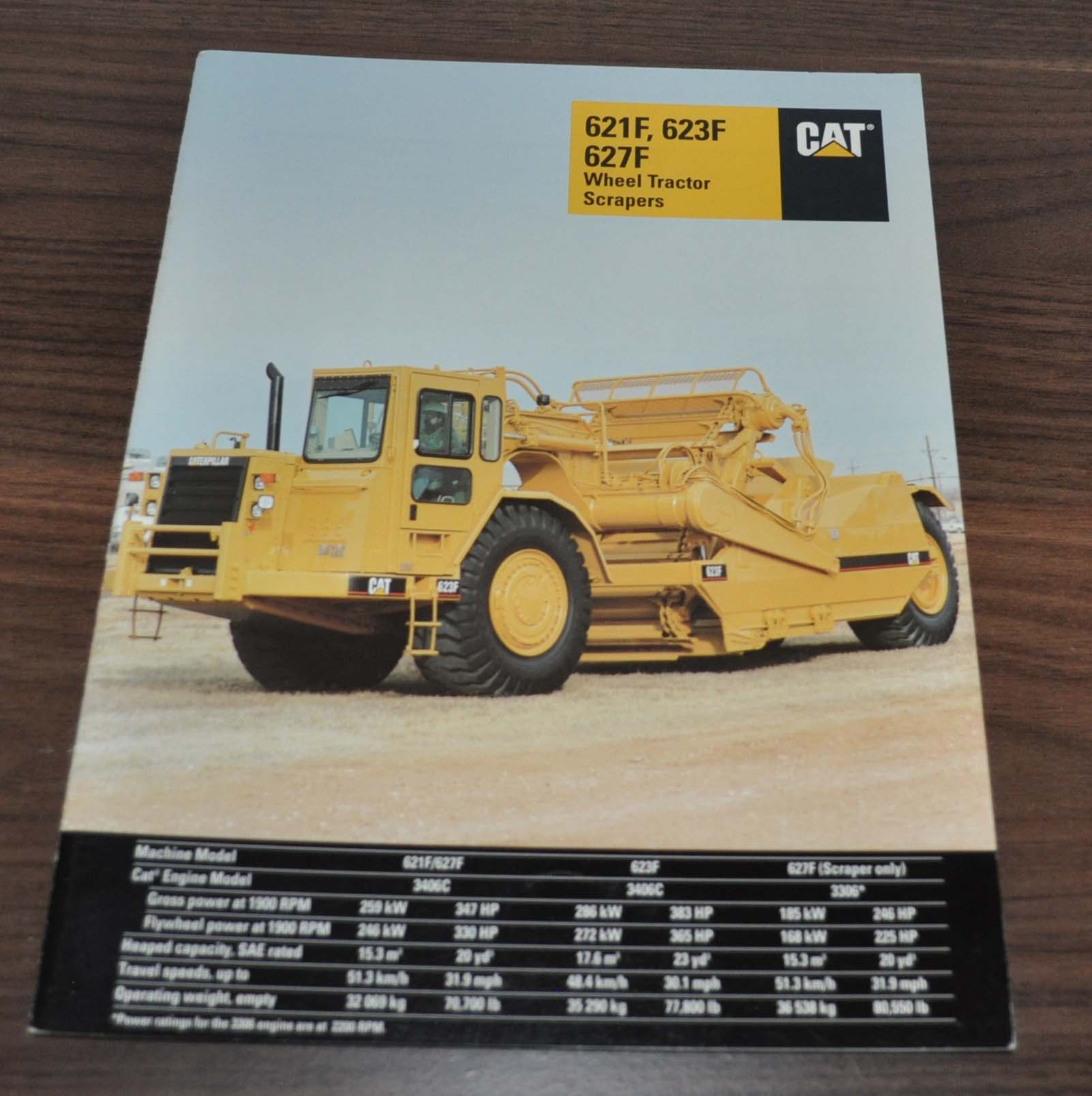 Caterpillar 621F 623F 627F Wheel Tractor Scraper Specification Brochure Prospekt – AUTO BROCHURE