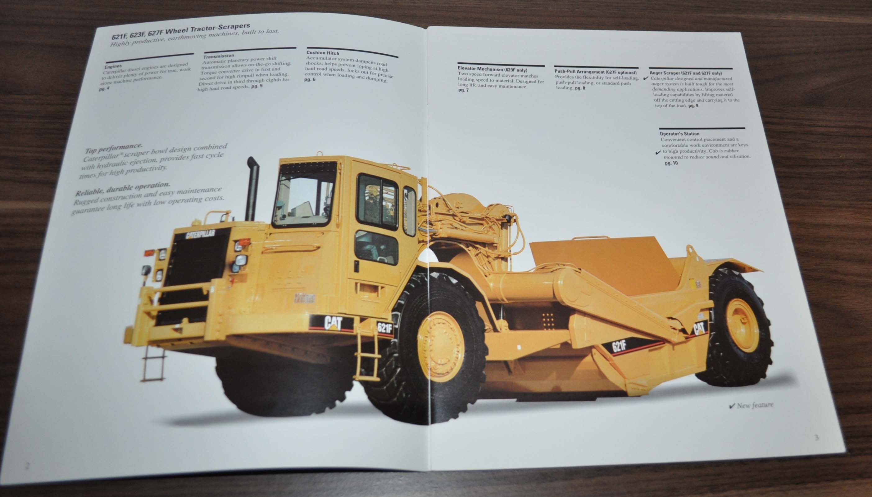 Caterpillar 621F 623F 627F Wheel Tractor Scraper Specification Brochure Prospekt – AUTO BROCHURE