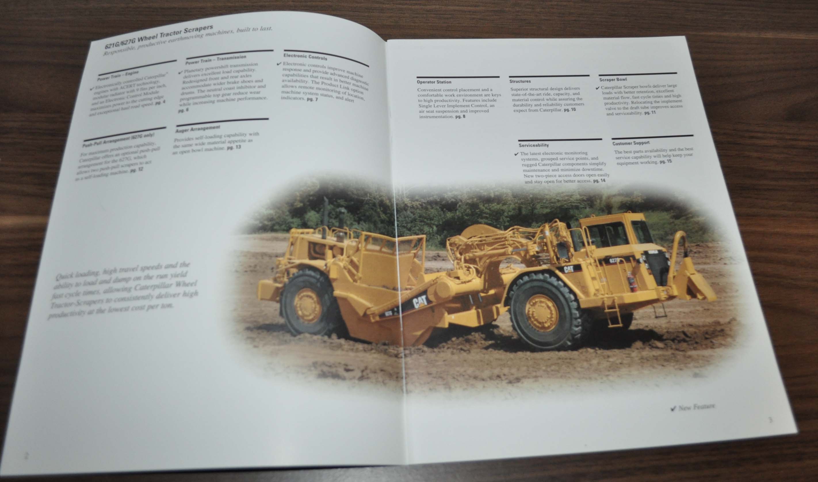 Caterpillar 621G 627G Wheel Tractor Scraper Specification Brochure Prospekt – AUTO BROCHURE