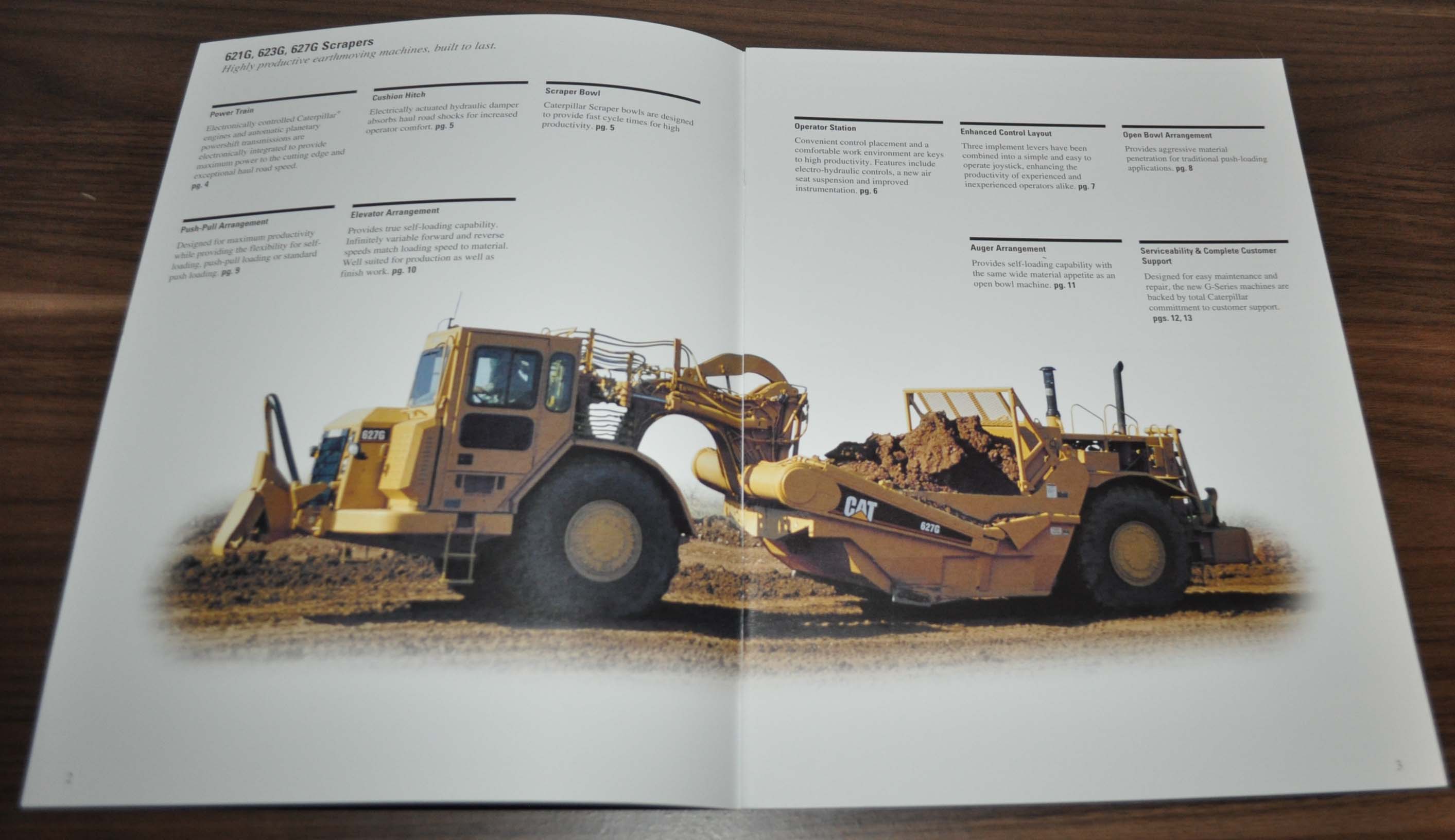 Caterpillar 621G 623G 627G Wheel Tractor Scraper Specification Brochure Prospekt – AUTO BROCHURE