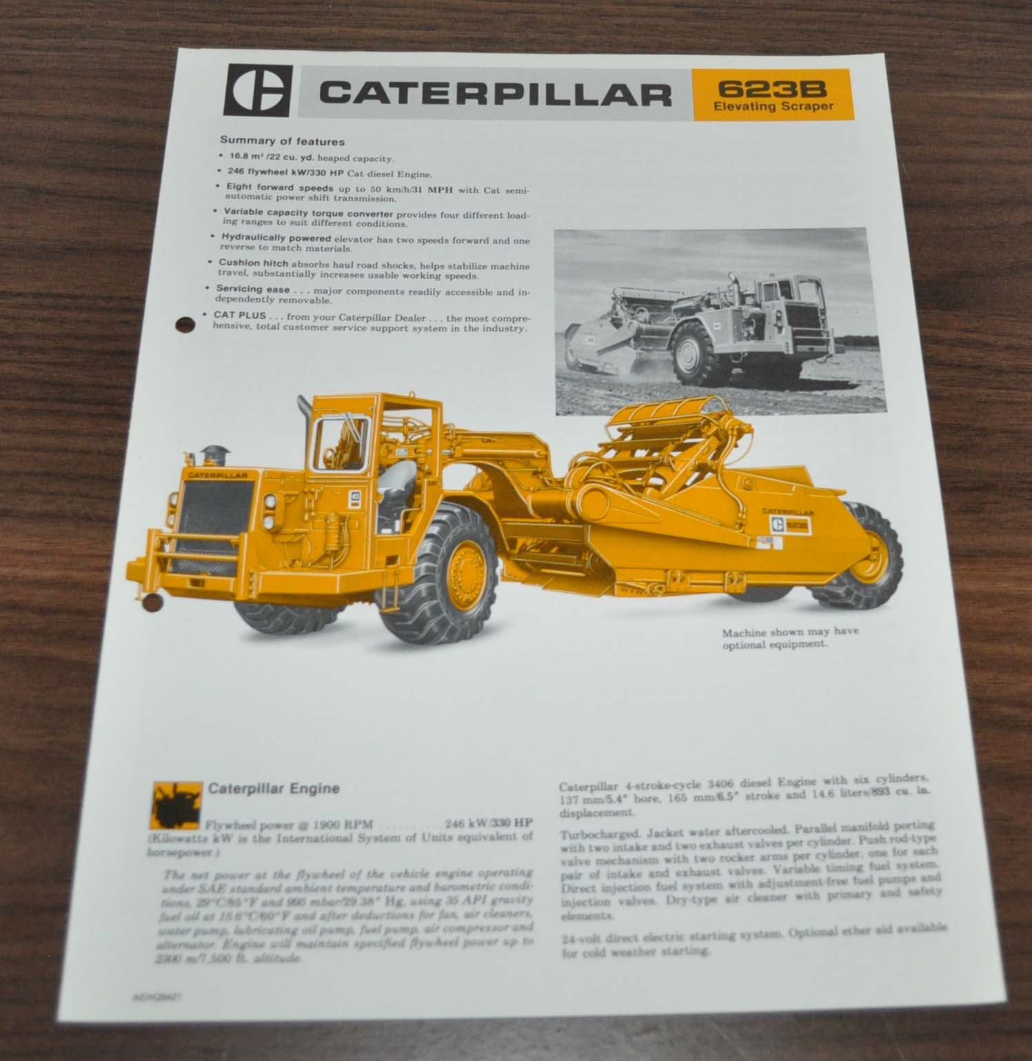Caterpillar 623B Wheel Tractor Scraper Specification Technical Brochure Prospekt – AUTO BROCHURE